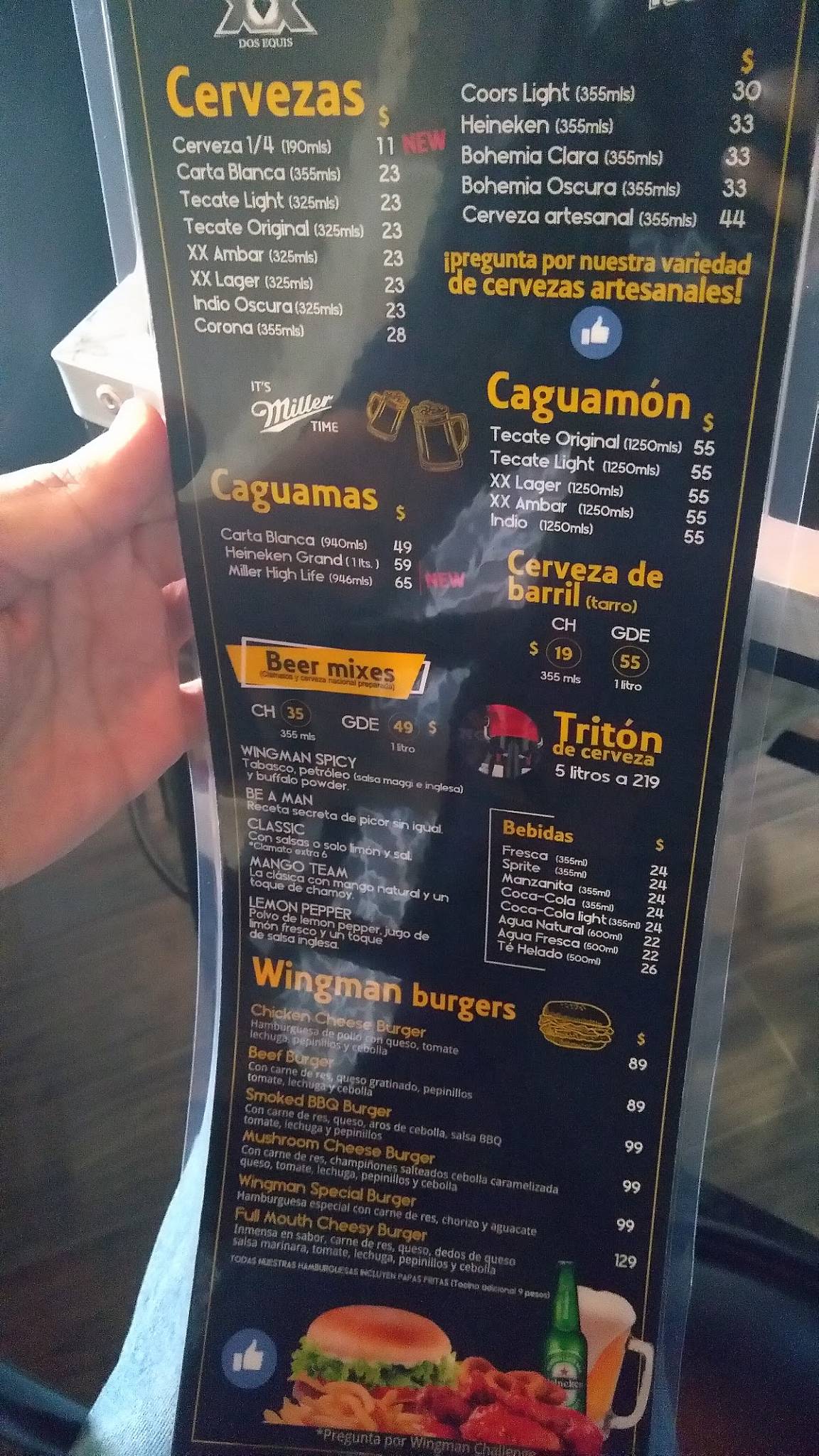 Carta del restaurante Wingman Zacatecas, Zacatecas, Plaza Auskara
