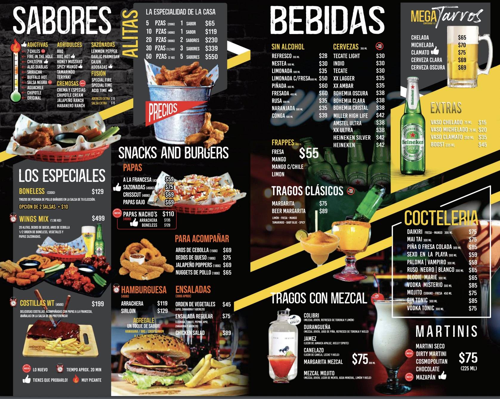 Menu at Wings Time Suc Domingo Arrieta restaurant, Durango