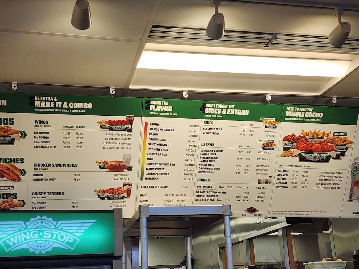 Menu at Wingstop restaurant, Reading
