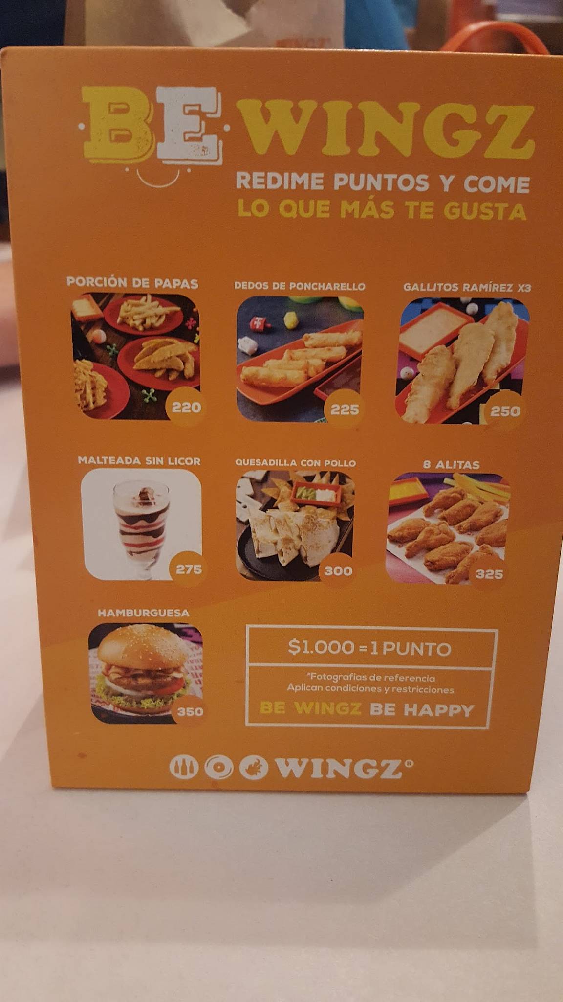 Carta del restaurante Wingz, Wings and Beer, Manizales