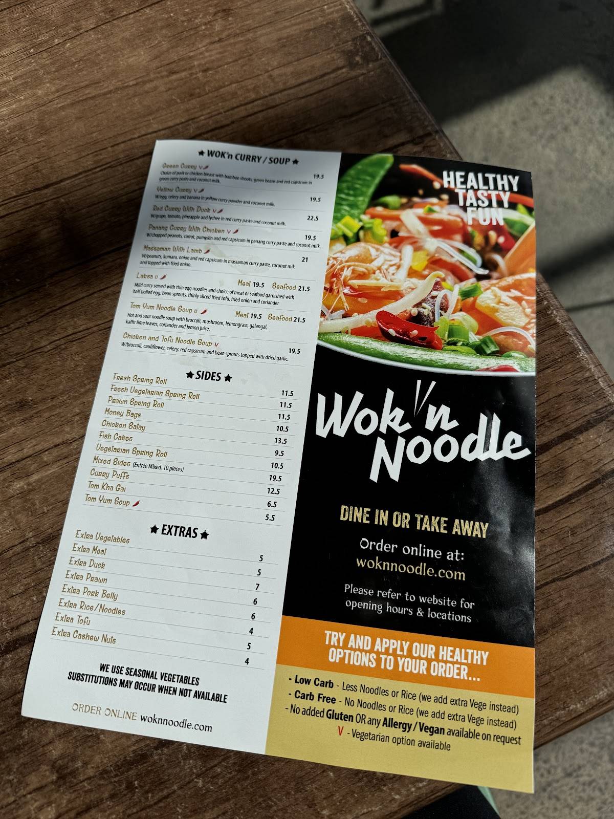 Menu at Wok'n Noodle Takapuna restaurant, Auckland, 1/7 The Strand