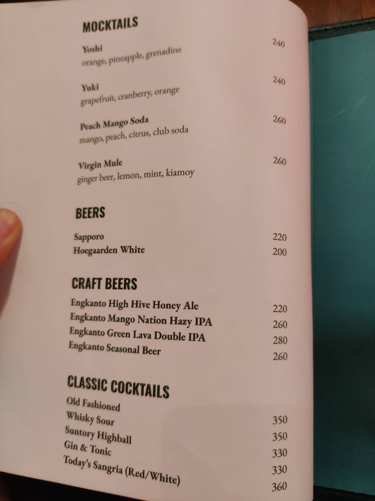Menu at Wong Place restaurant, Taguig