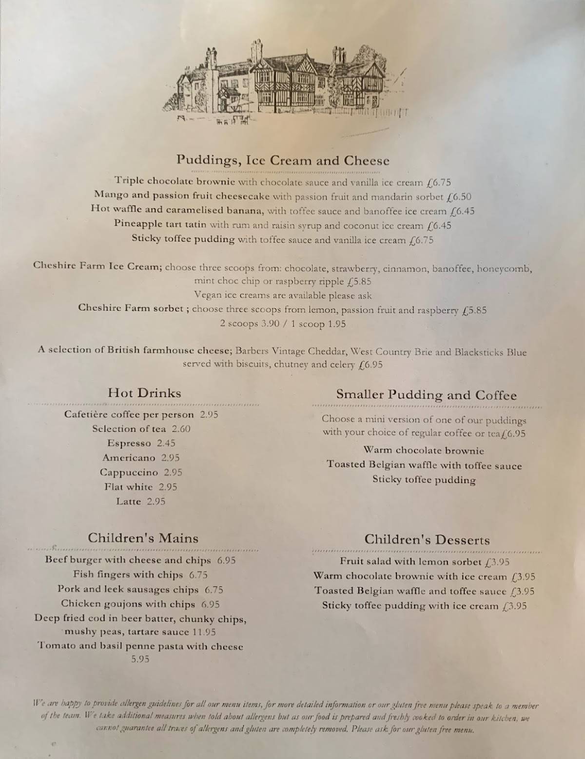 Menu at Worsley Old Hall pub & bar, Stretford