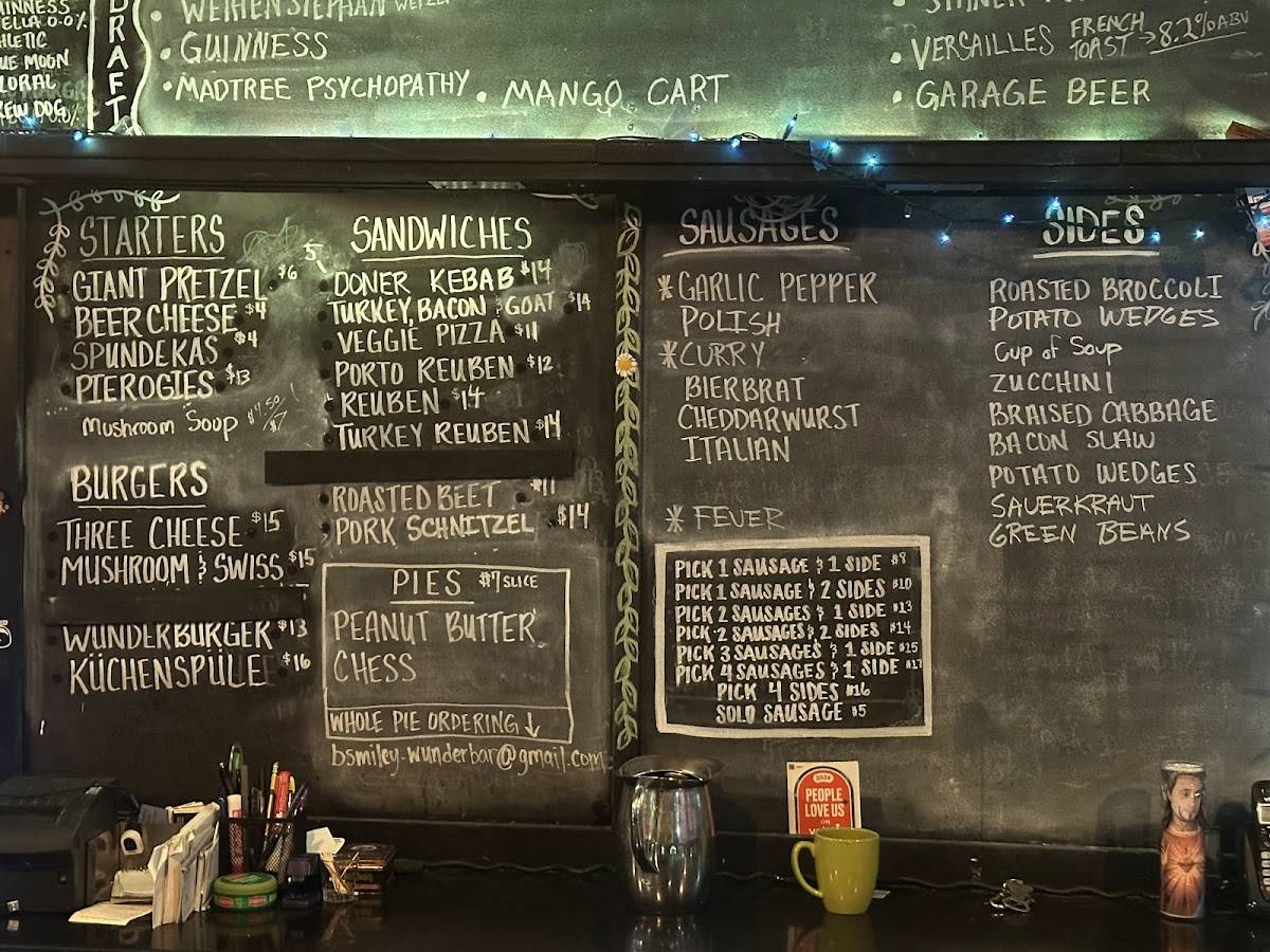 Menu at Wunderbar!, Covington