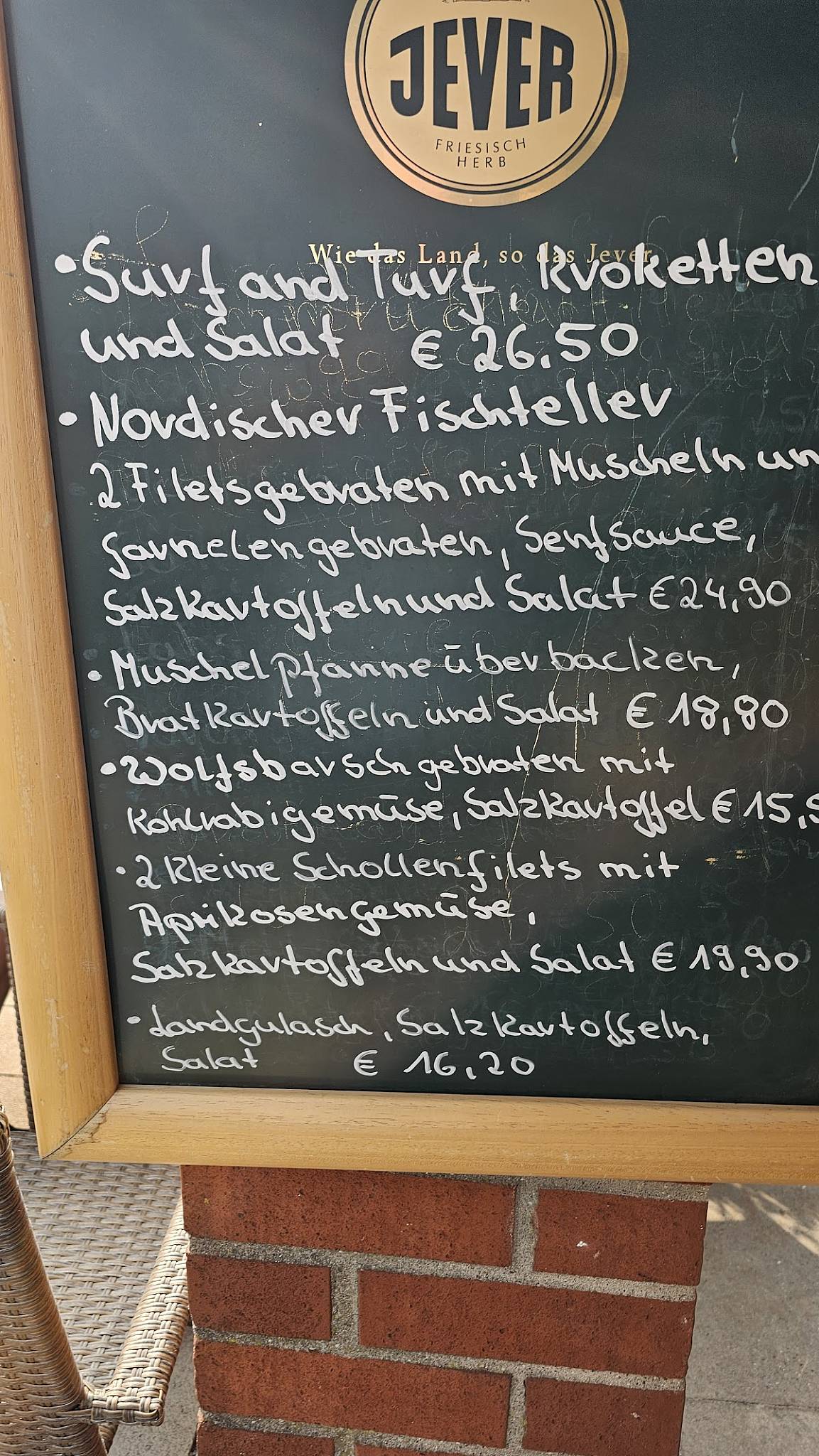 Speisekarte von Restaurant zum Walfisch, Wyk auf Föhr
