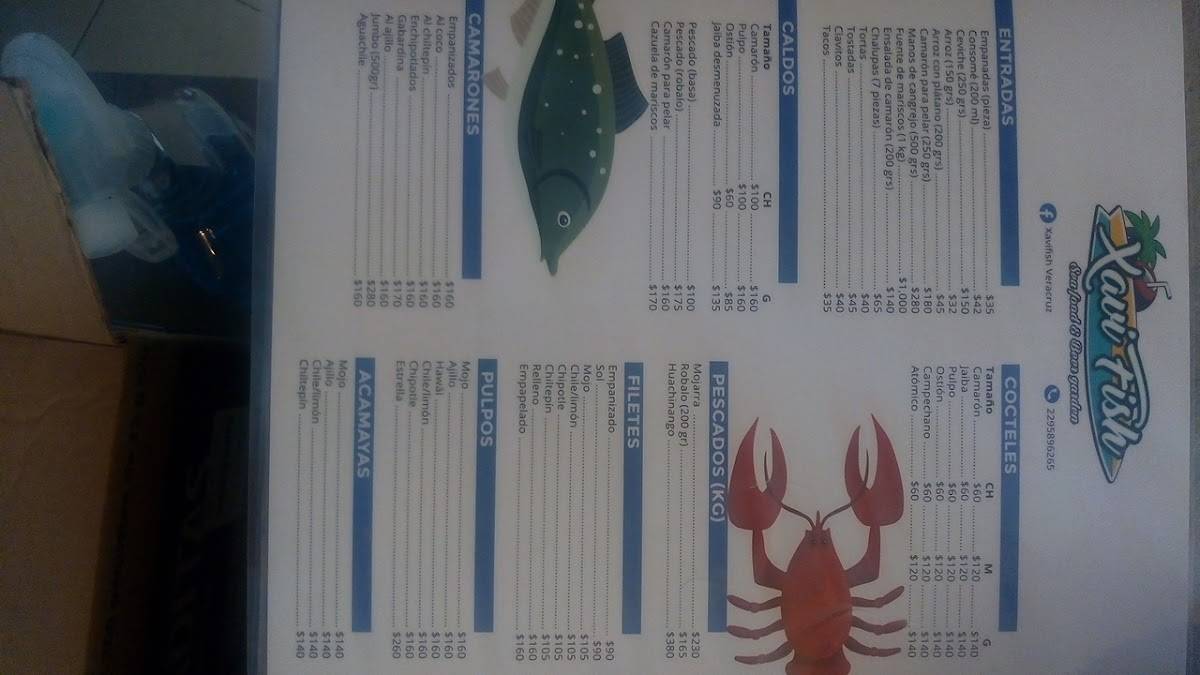 Carta del restaurante Xavi Fish Veracruz buffet del mariscos, Veracruz