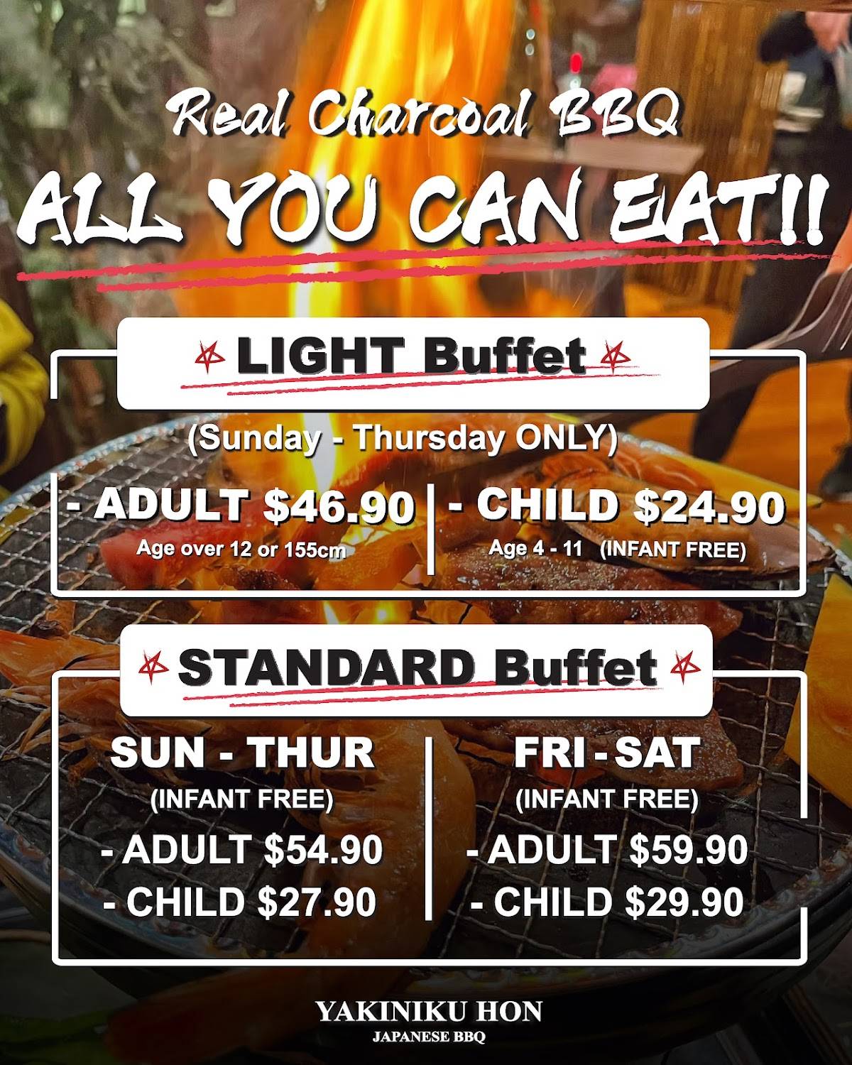 Menu at Yakiniku Hon Charcoal BBQ buffet, Petersham
