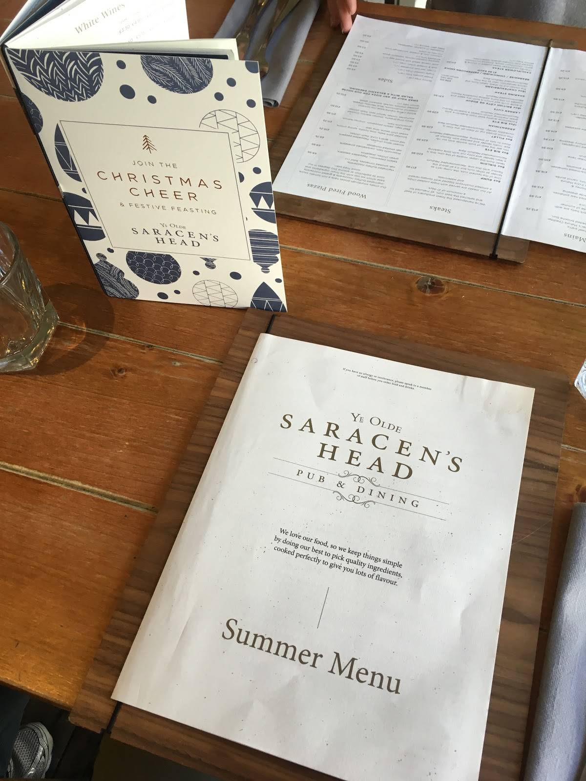 Menu at Ye Olde Saracen's Head pub & bar, Balsall Common
