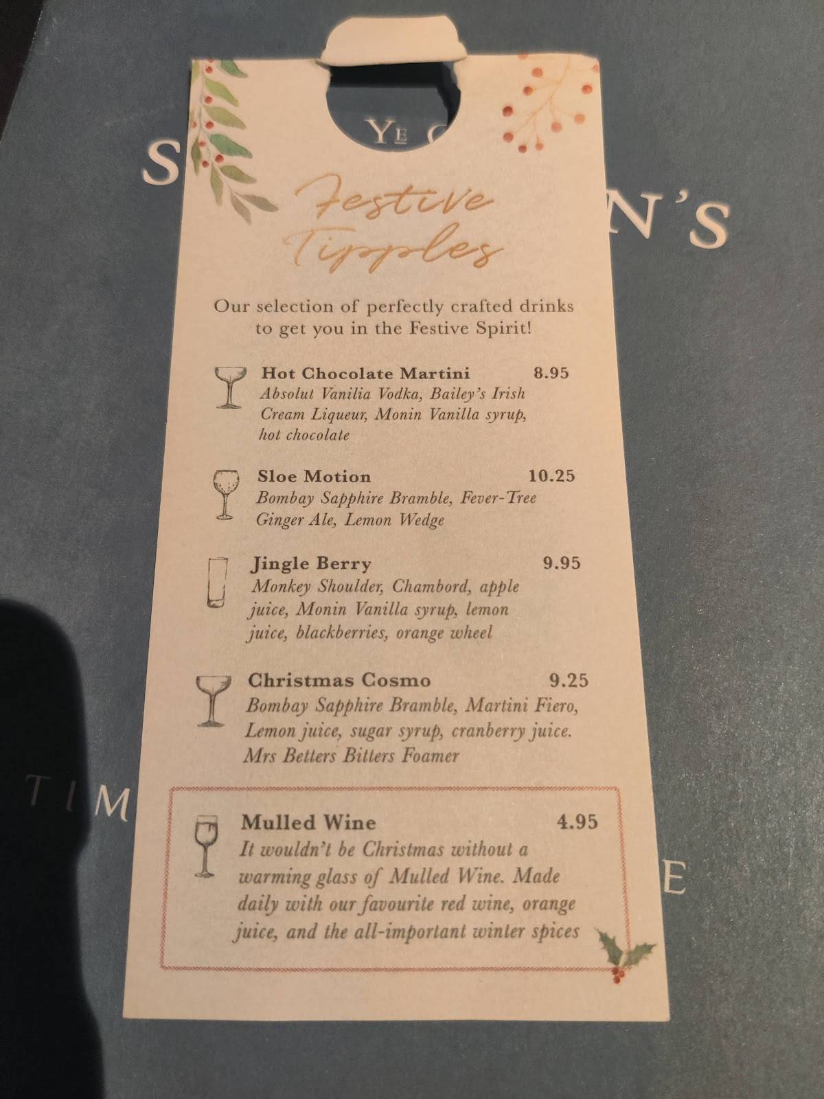 Menu at Ye Olde Saracen's Head pub & bar, Balsall Common