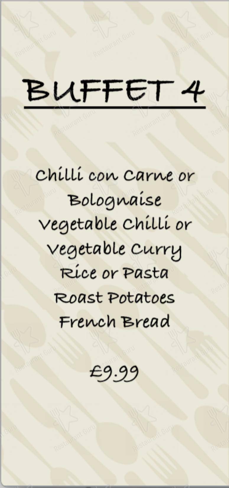 Menu at Ye Olde Smokey House pub & bar, Paignton