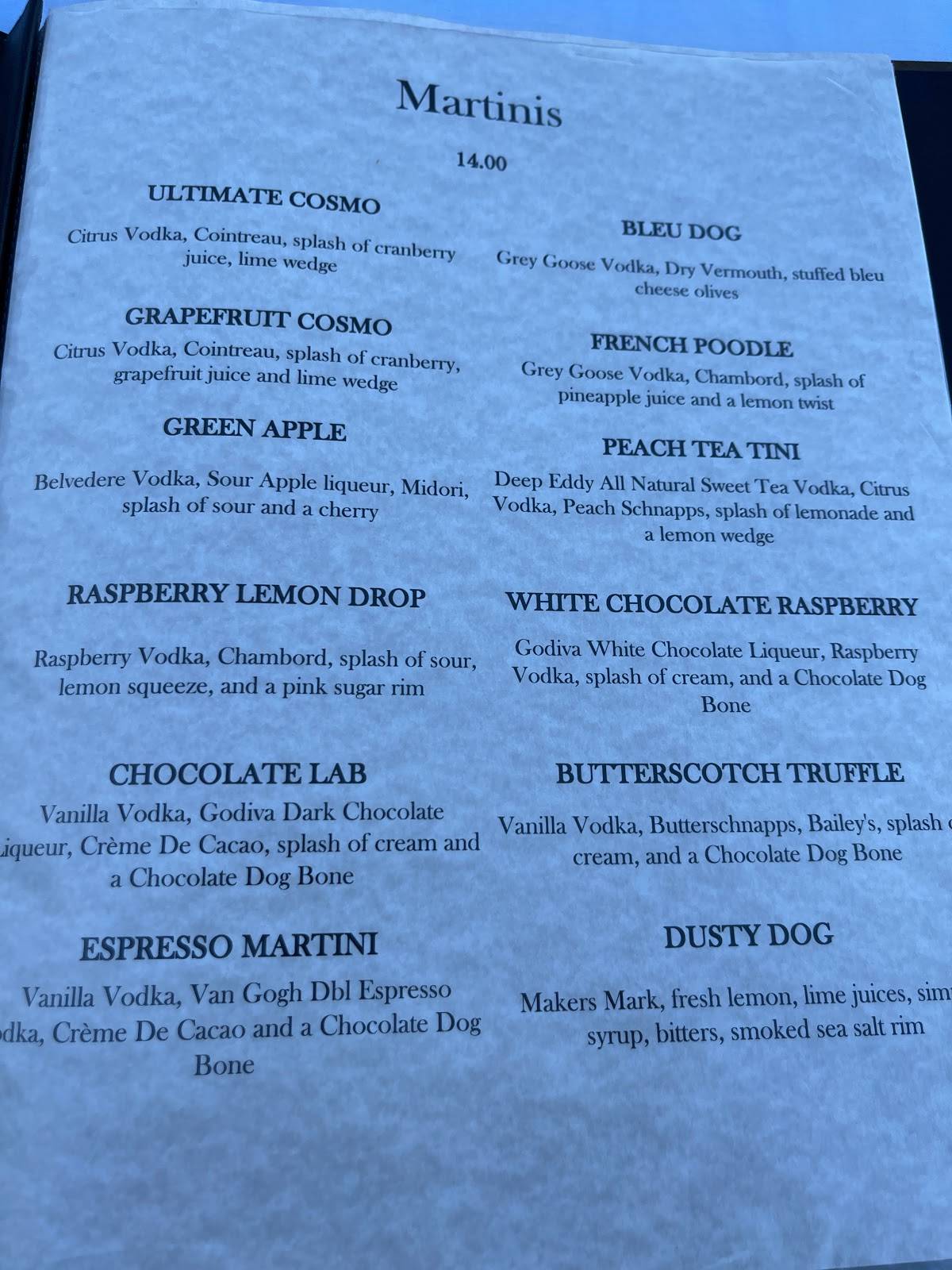 Menu at Yellow Dog Cafe, Malabar