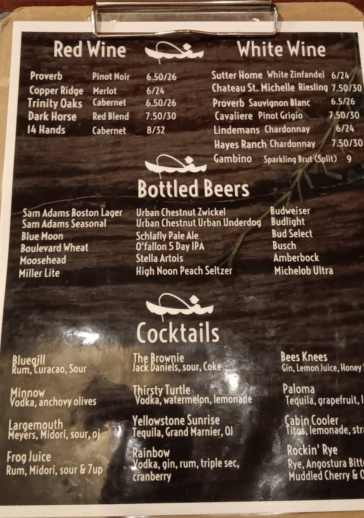 Menu at Yellowstone Cafe, Town and Country