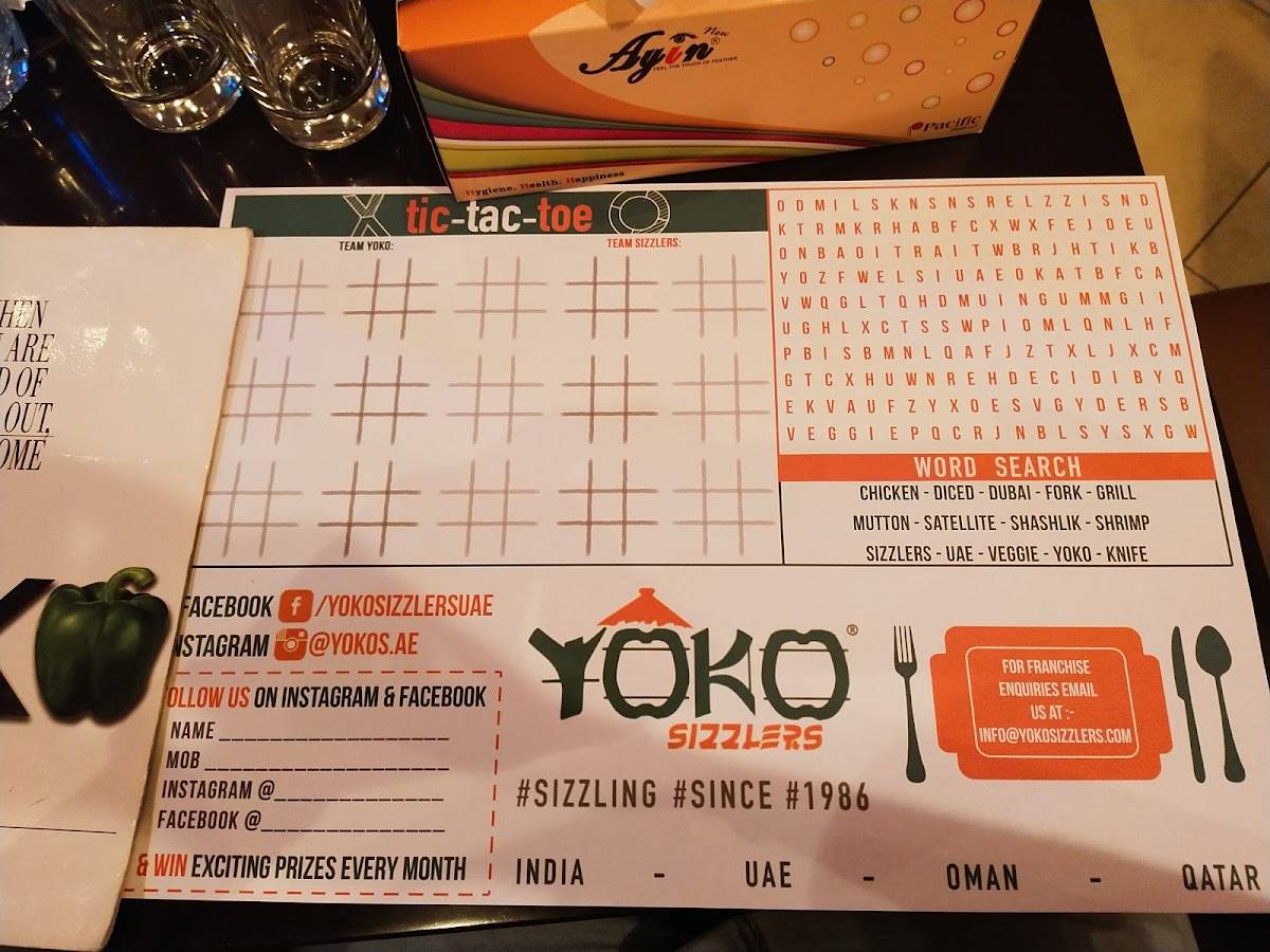 Menu at Yoko Sizzlers restaurant, Dubai, Al Nahda1(Qusais) Opp.NMC Hospital