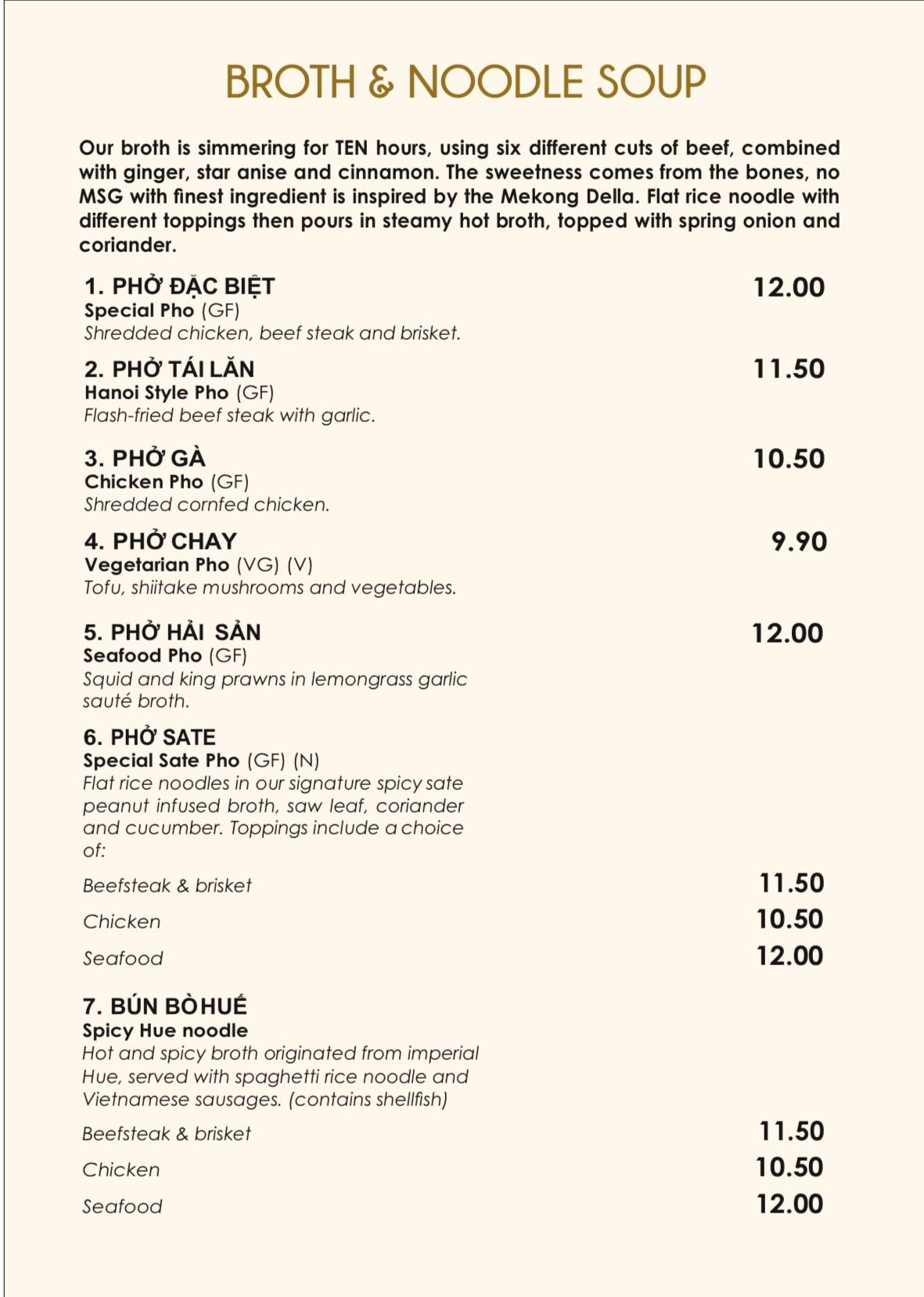Menu at Yum Yum Vietnamese kitchen restaurant, Warwick