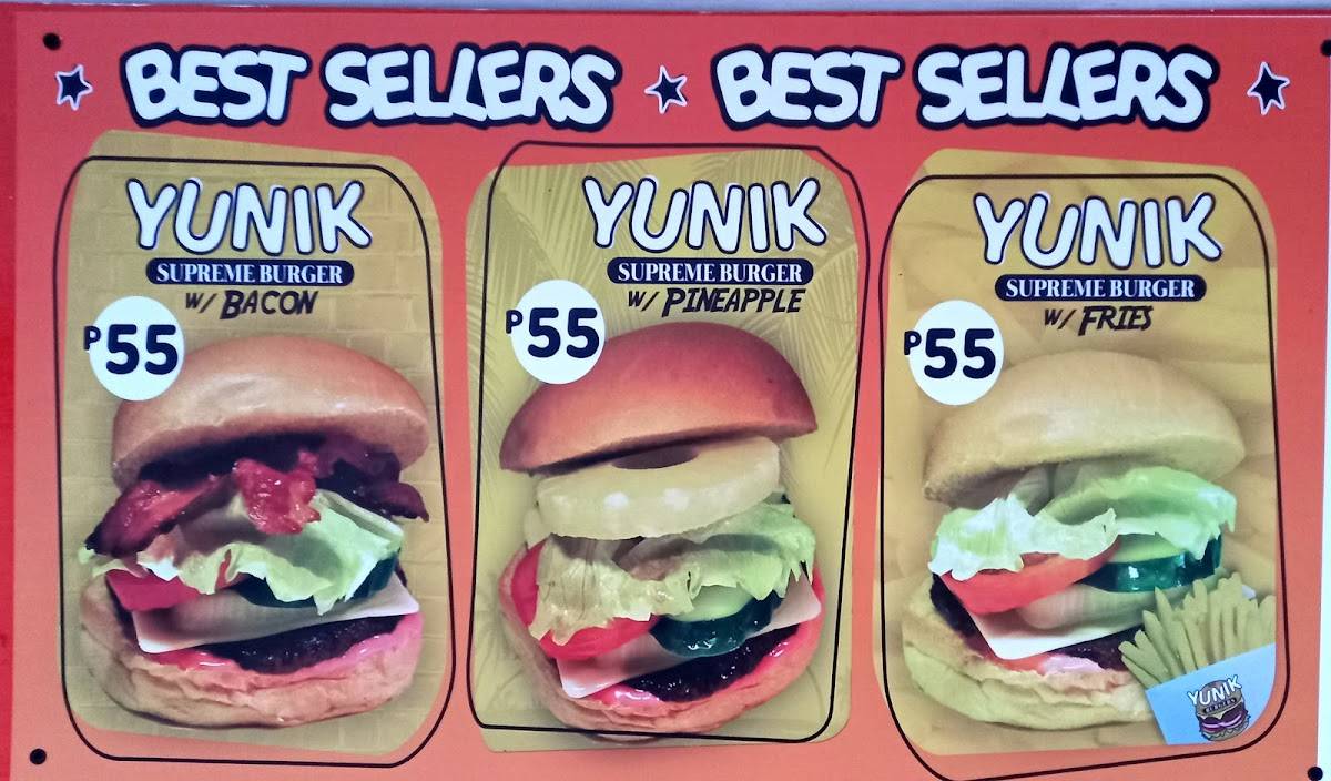 Carta del restaurante Yunik Burger Cristo Rey Capas Tarlac, Capas