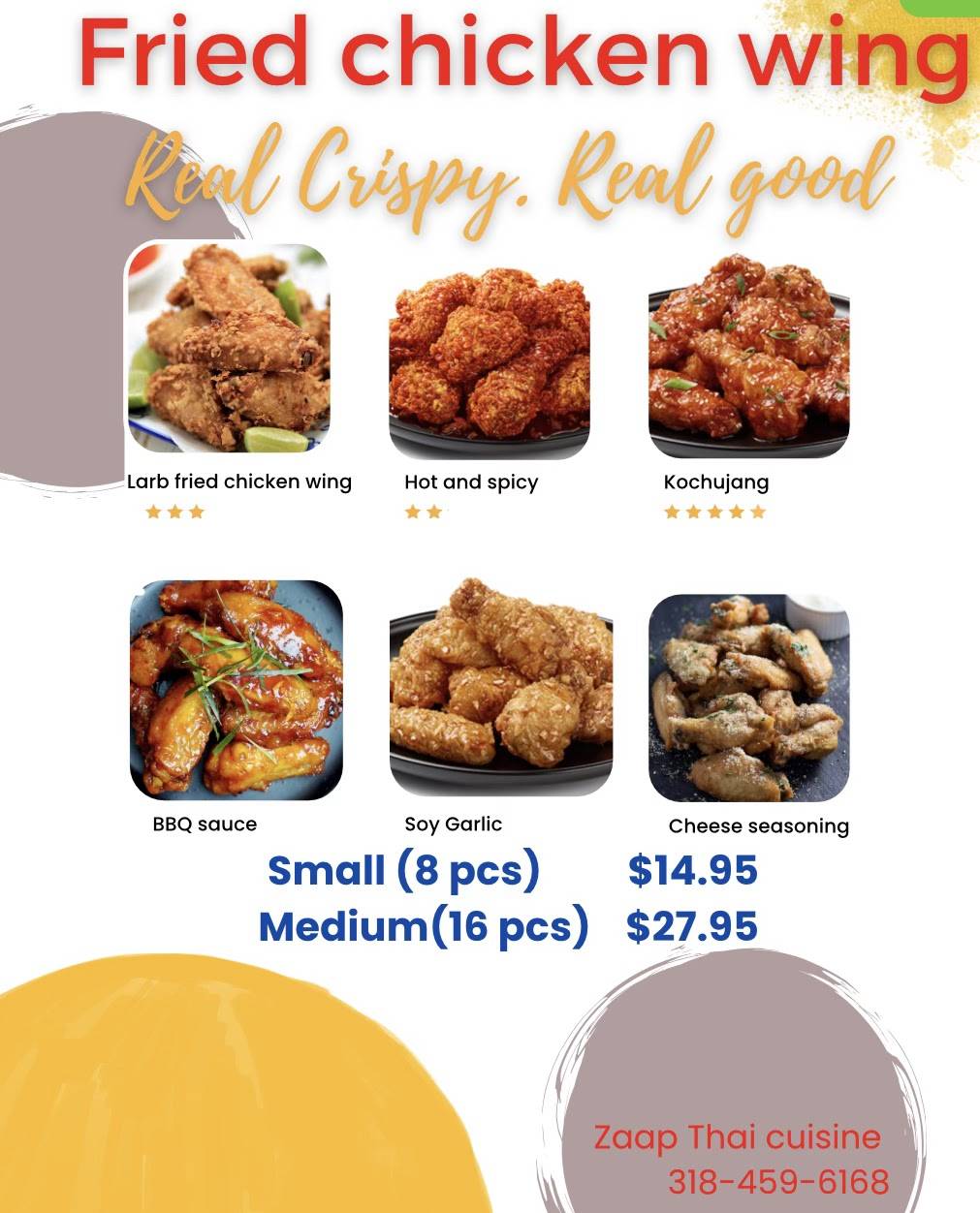 Menu at Zaap Thai Cuisine - Authentic Thai Food restaurant, Bossier City