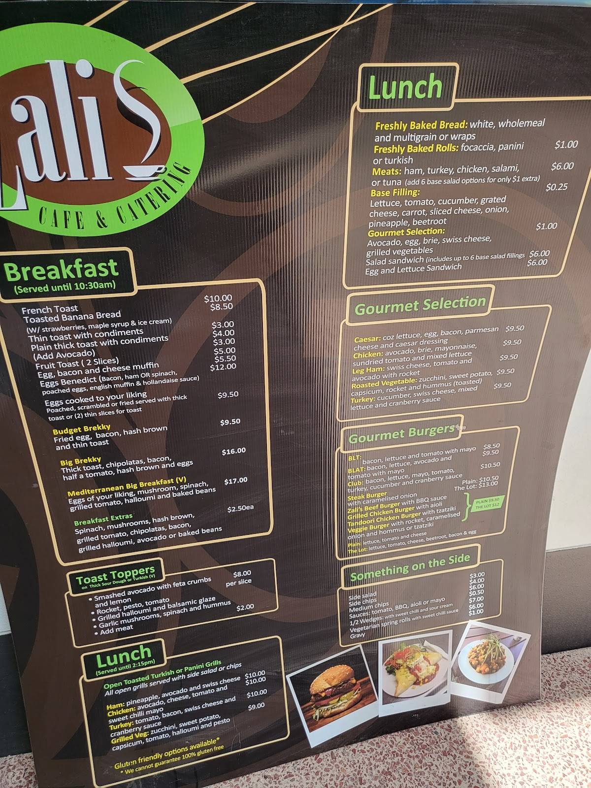 Menu at Zali's Gateway Office Park Cafe, Murarrie