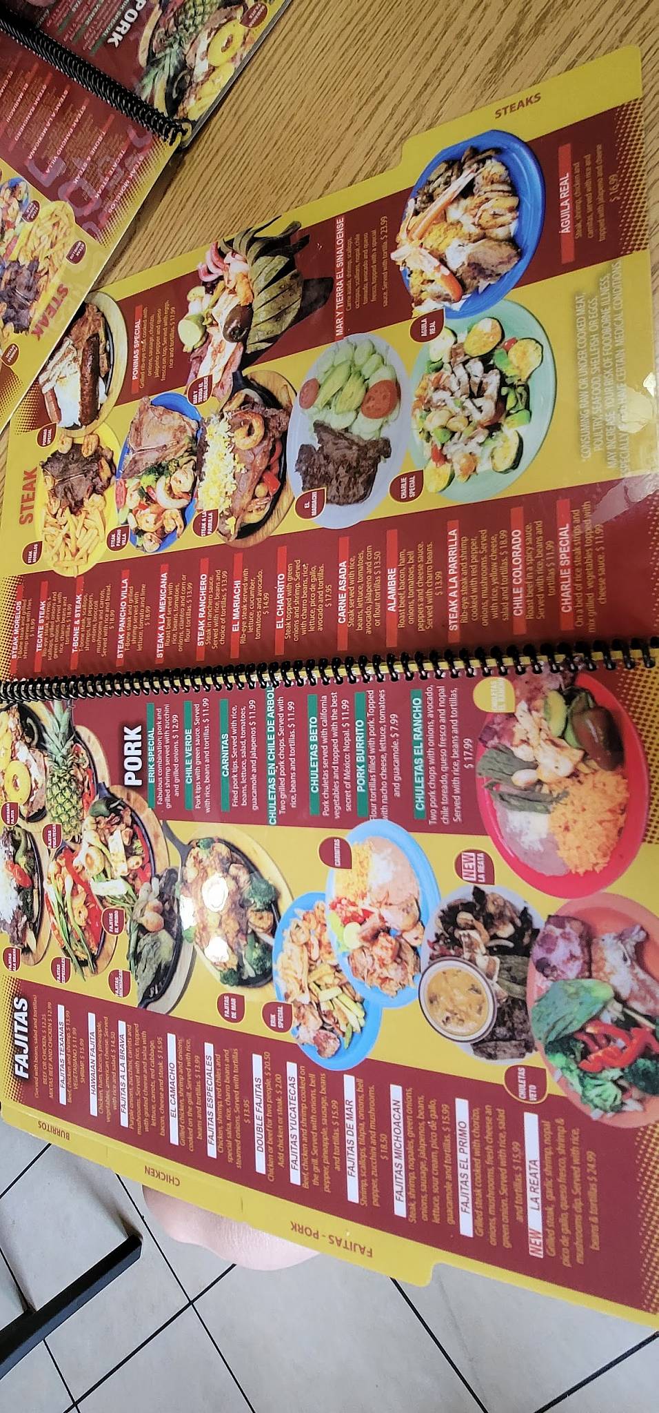 Menu at Zapata Mexican Restaurant, Hendersonville