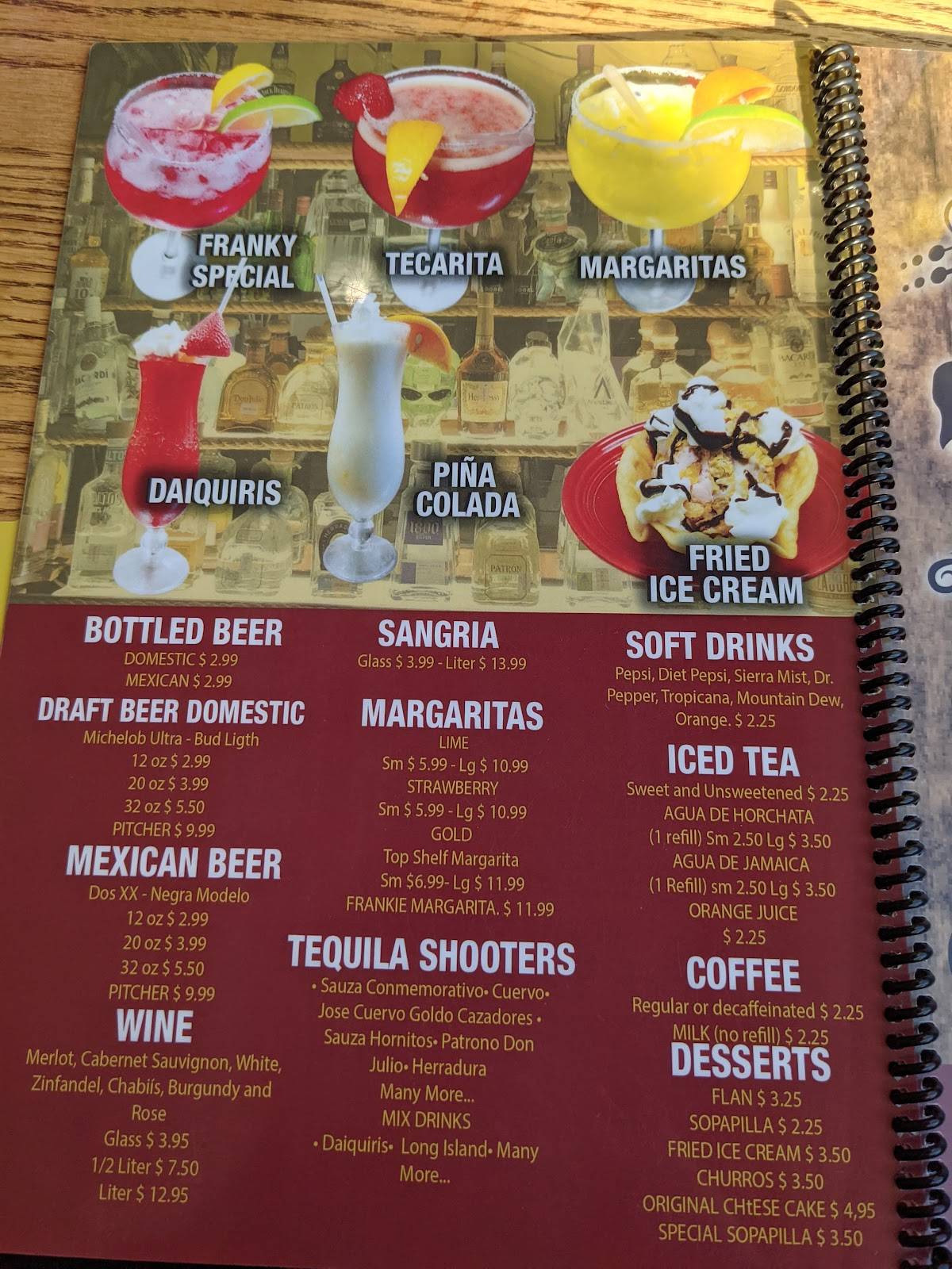 Menu at Zapata Mexican Restaurant, Hendersonville