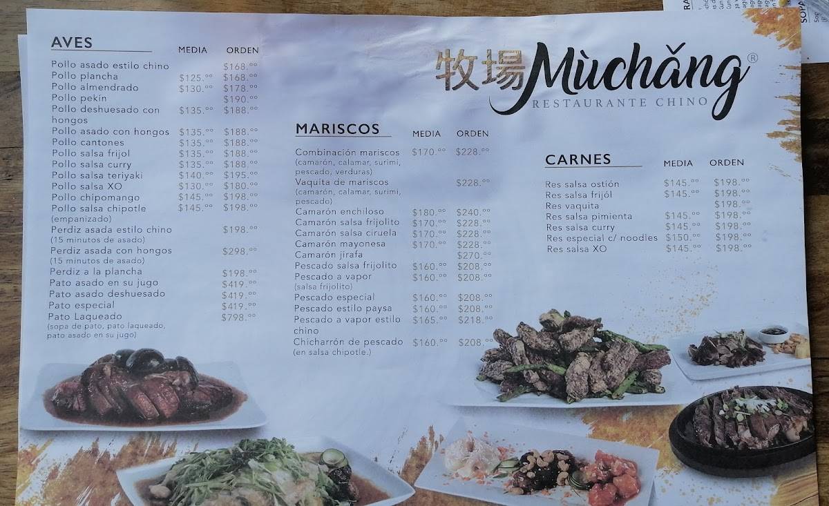 Carta de Restaurante Muchang, Zapopan