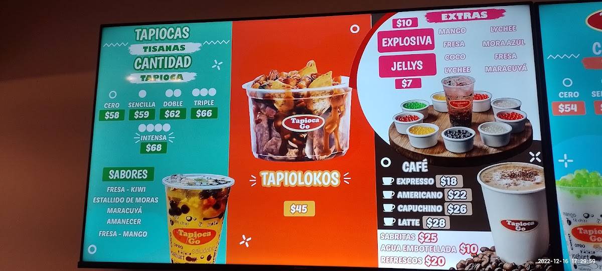Carta del café Tapioca Go Real Center, Zapopan, Av. Sta. Margarita ...