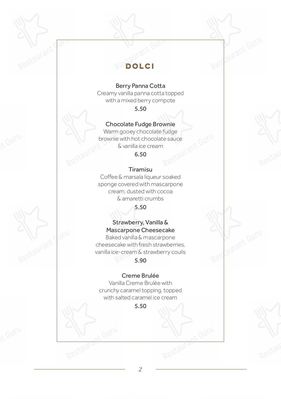 Menu at Zaza restaurant, Amersham