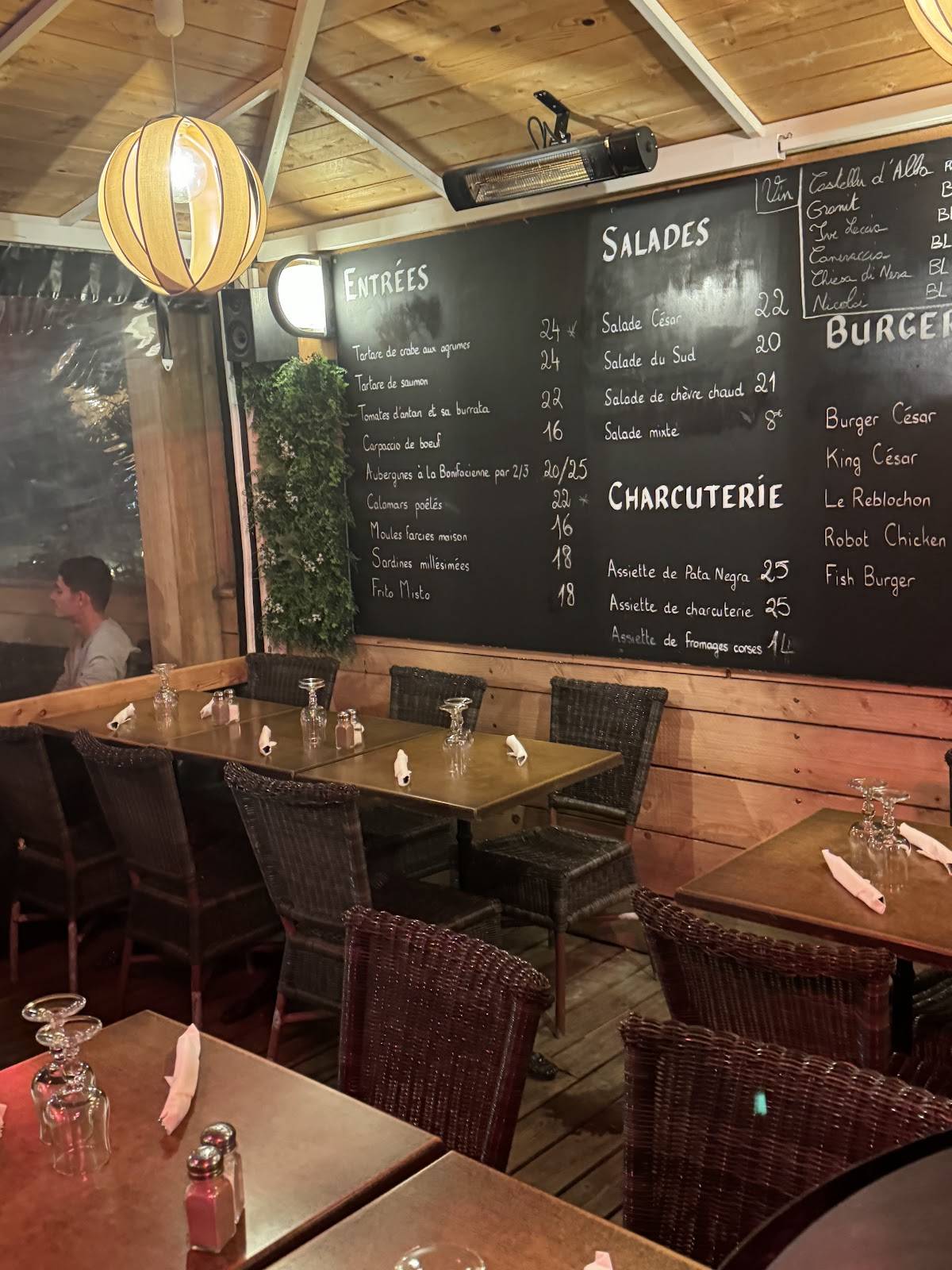 Menu au Chez Fred restaurant, Zonza, Pinarello