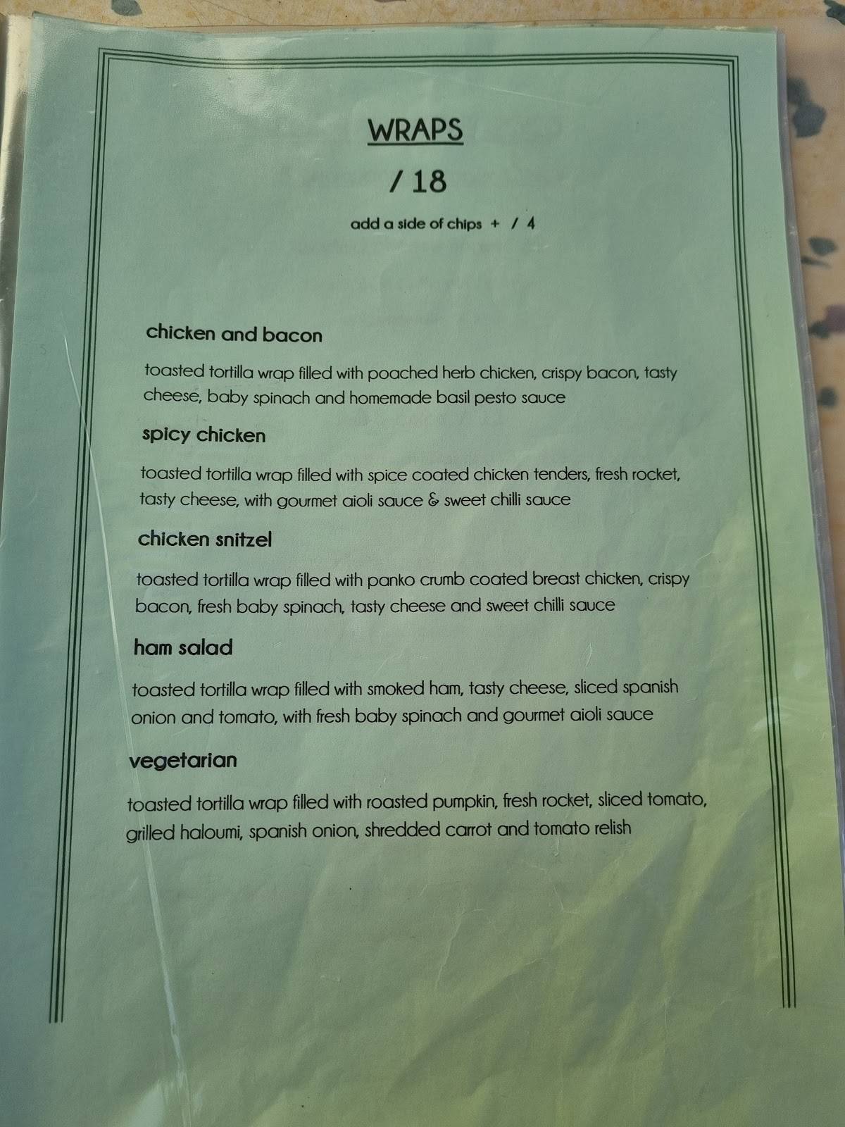 Menu at arnie & co cafe, Heathcote