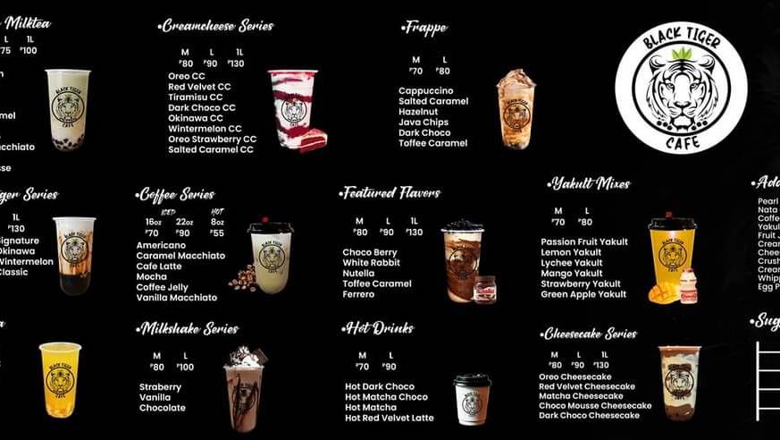 Menu at black tiger cafe - Dau Mabalacat city, Mabalacat