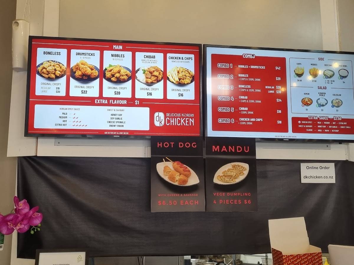 Menu at dK CHICKEN restaurant, Palmerston North