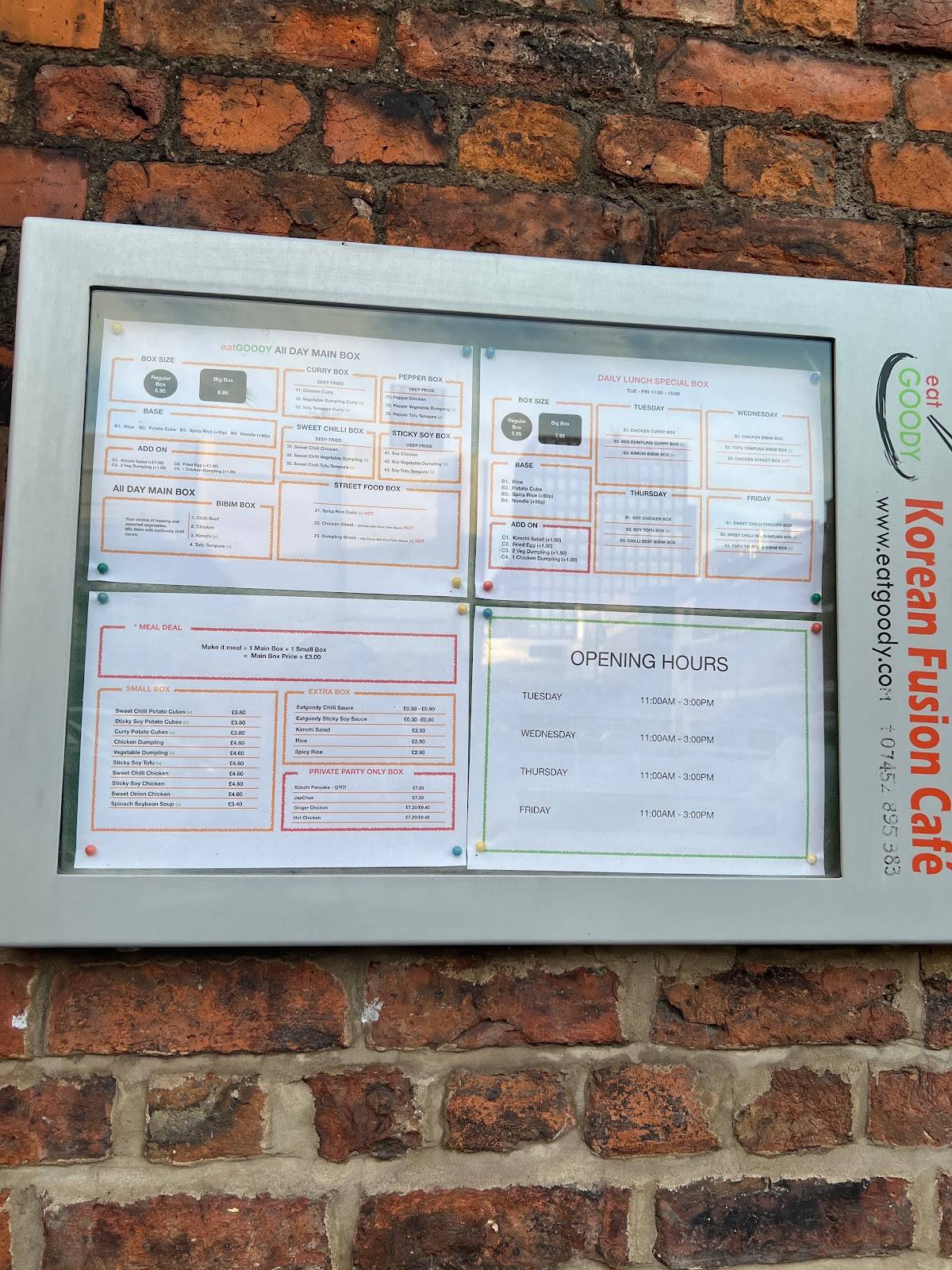 Menu at eatGOODY restaurant, Manchester, 1 Hillcourt St