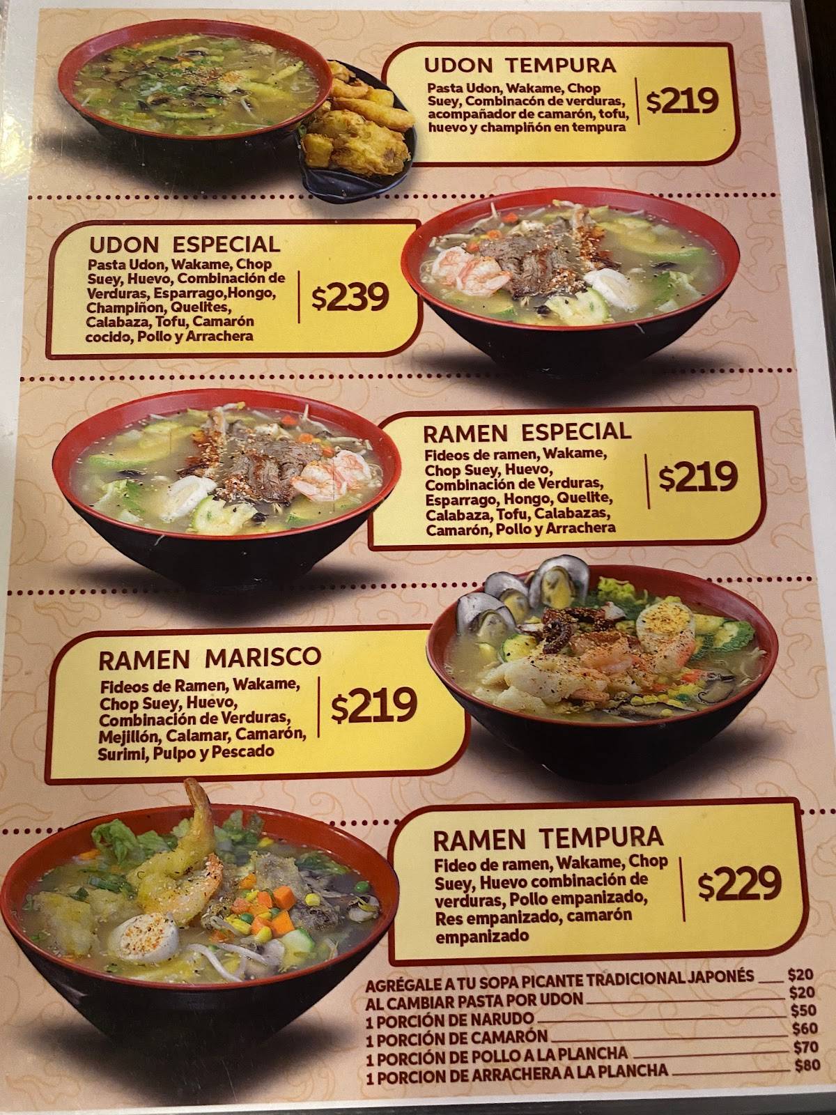 Menu at ichiban restaurant, Mexicali, Calz Independencia 1598-Int. 2