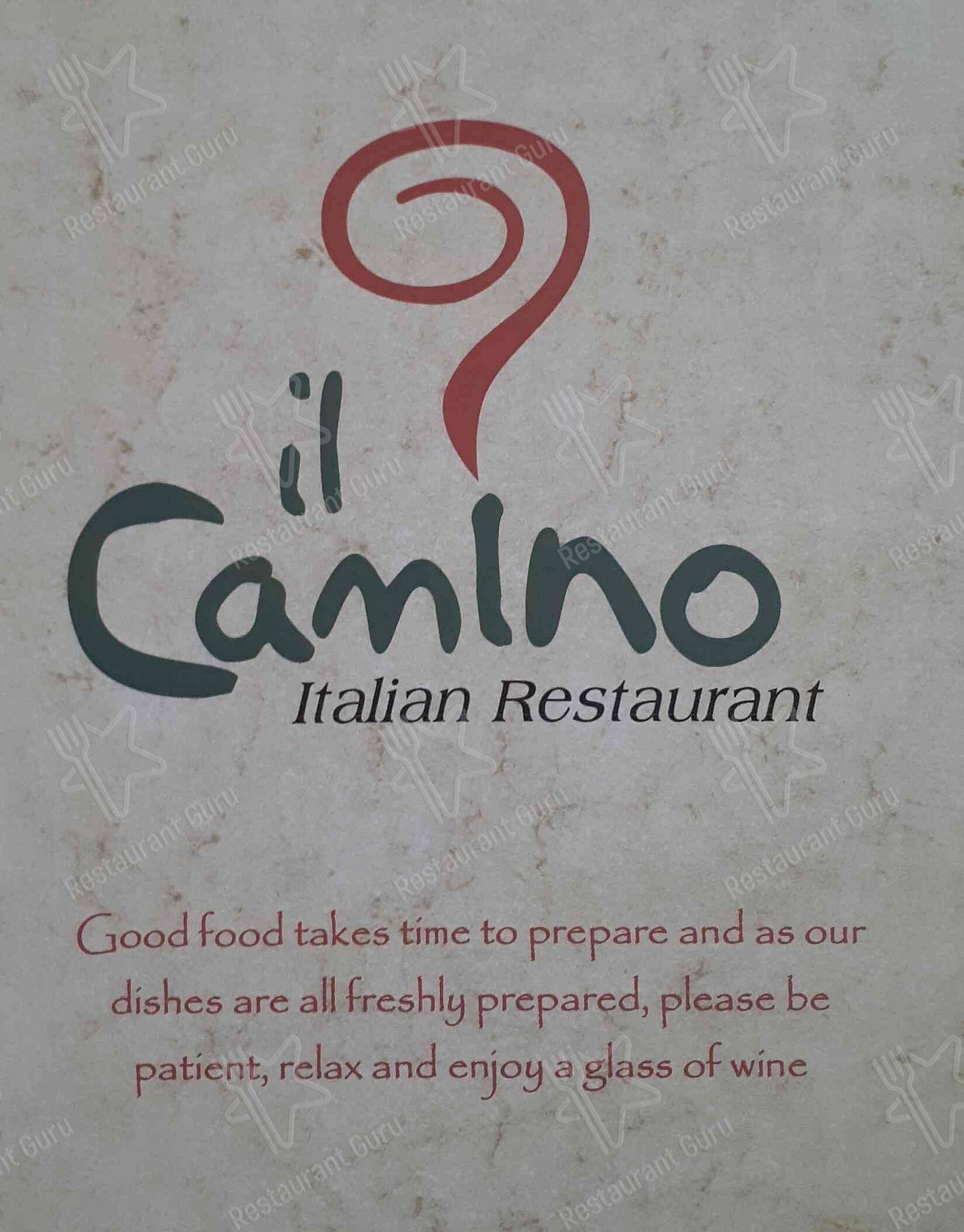 Menu at il camino restaurant, Zagreb, Ul. Ivane Brlić Mažuranić 1B