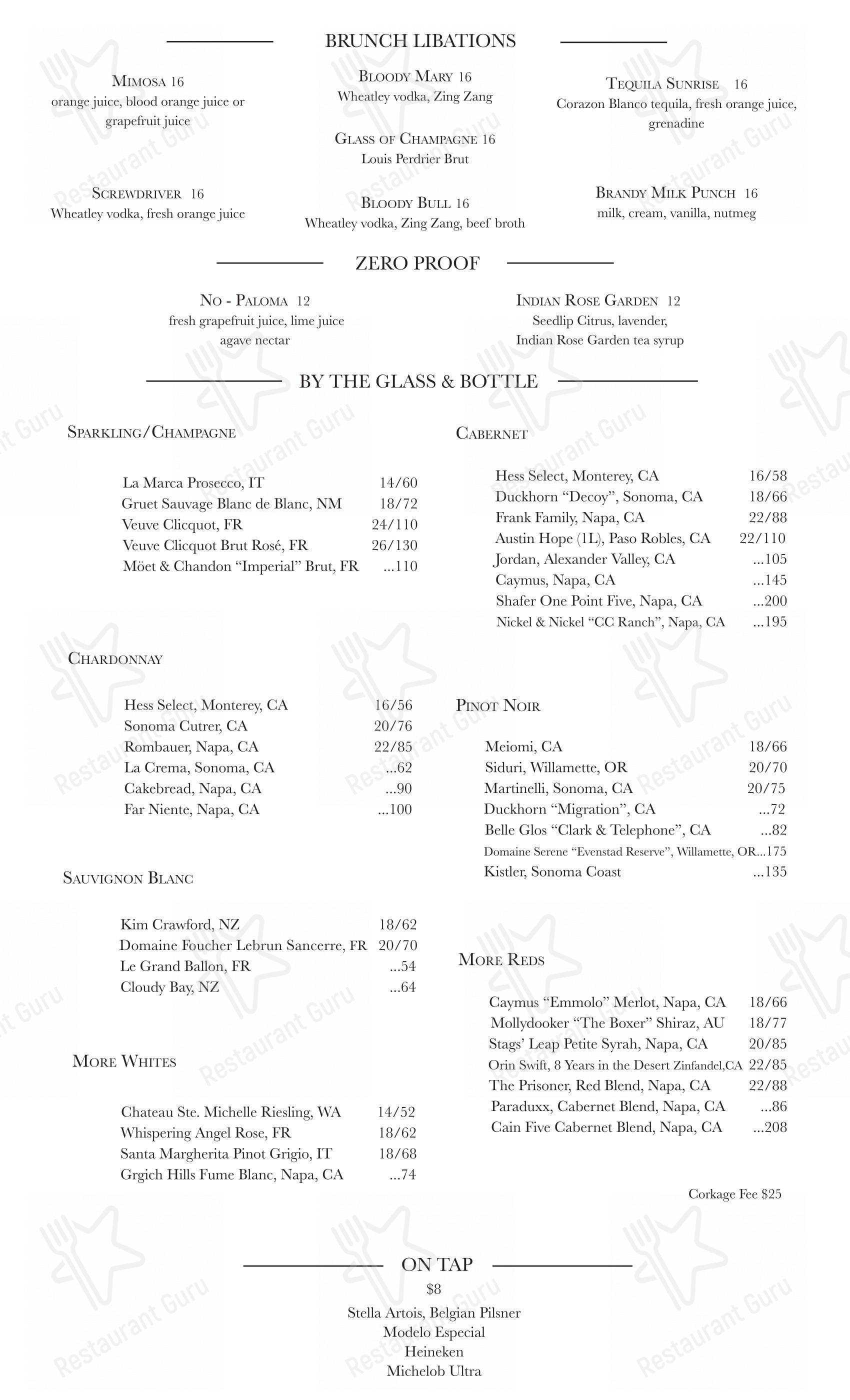 Menu at BrickTop's restaurant, Naples, Tamiami Trl N