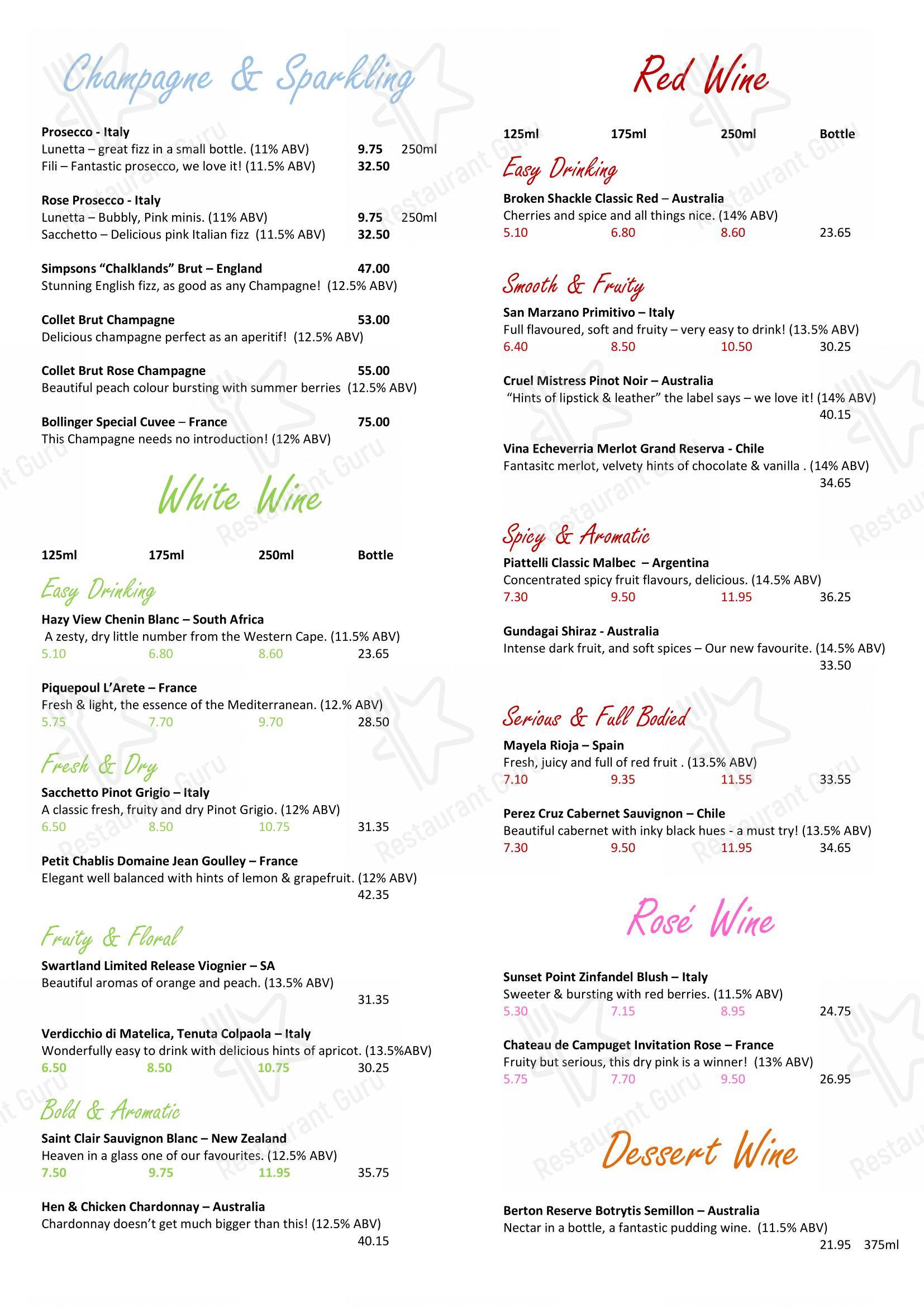 Menu at Corner 5 Restaurant, Bedford