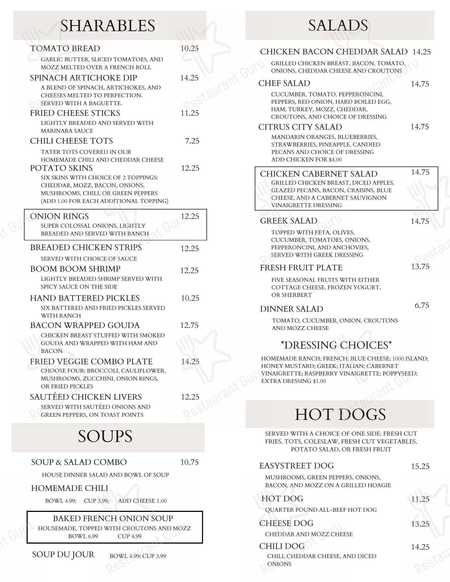 Menu at Easy Street Cafe - Bowling Green, OH, Bowling Green