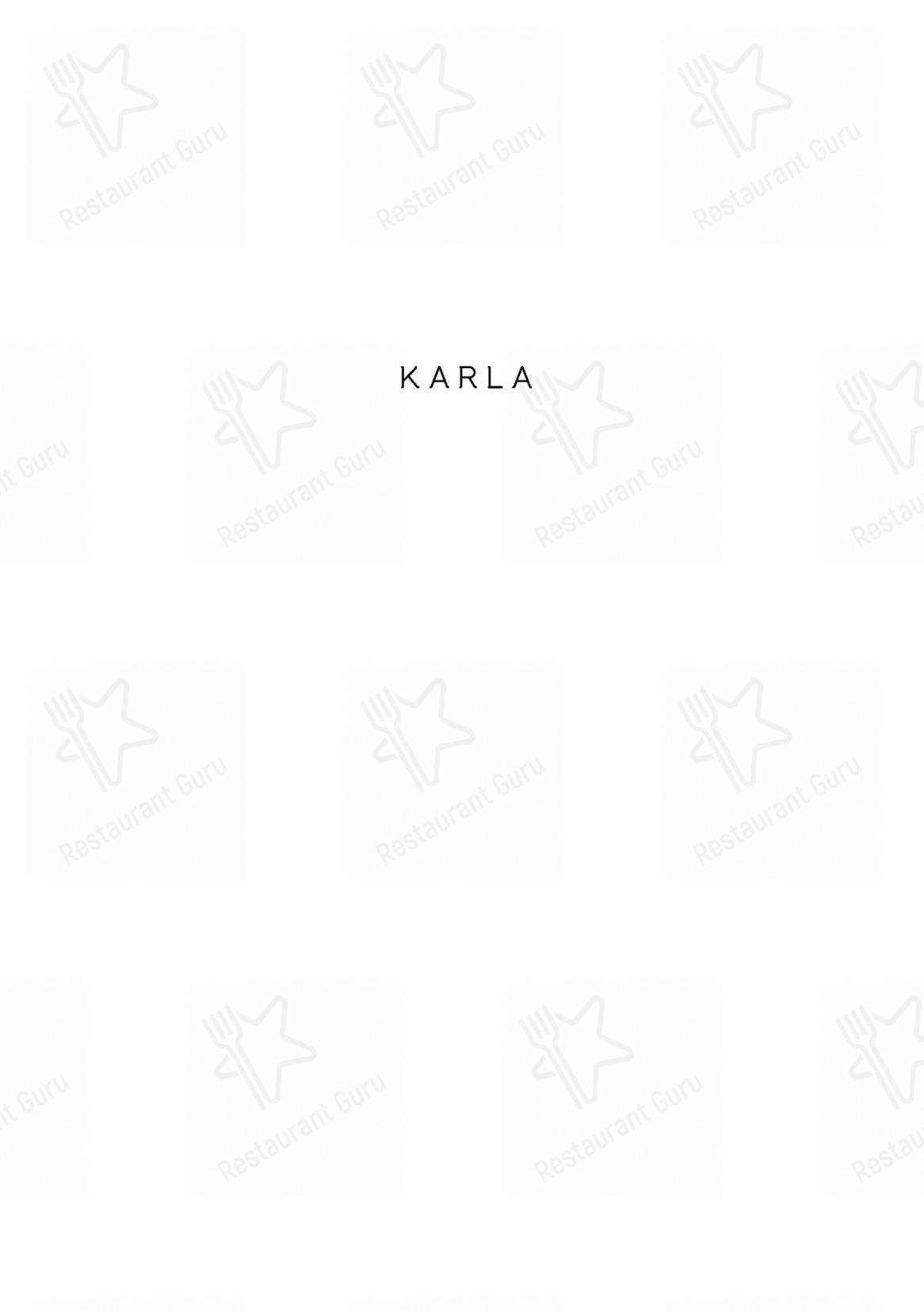Menu at KARLA restaurant, Perth