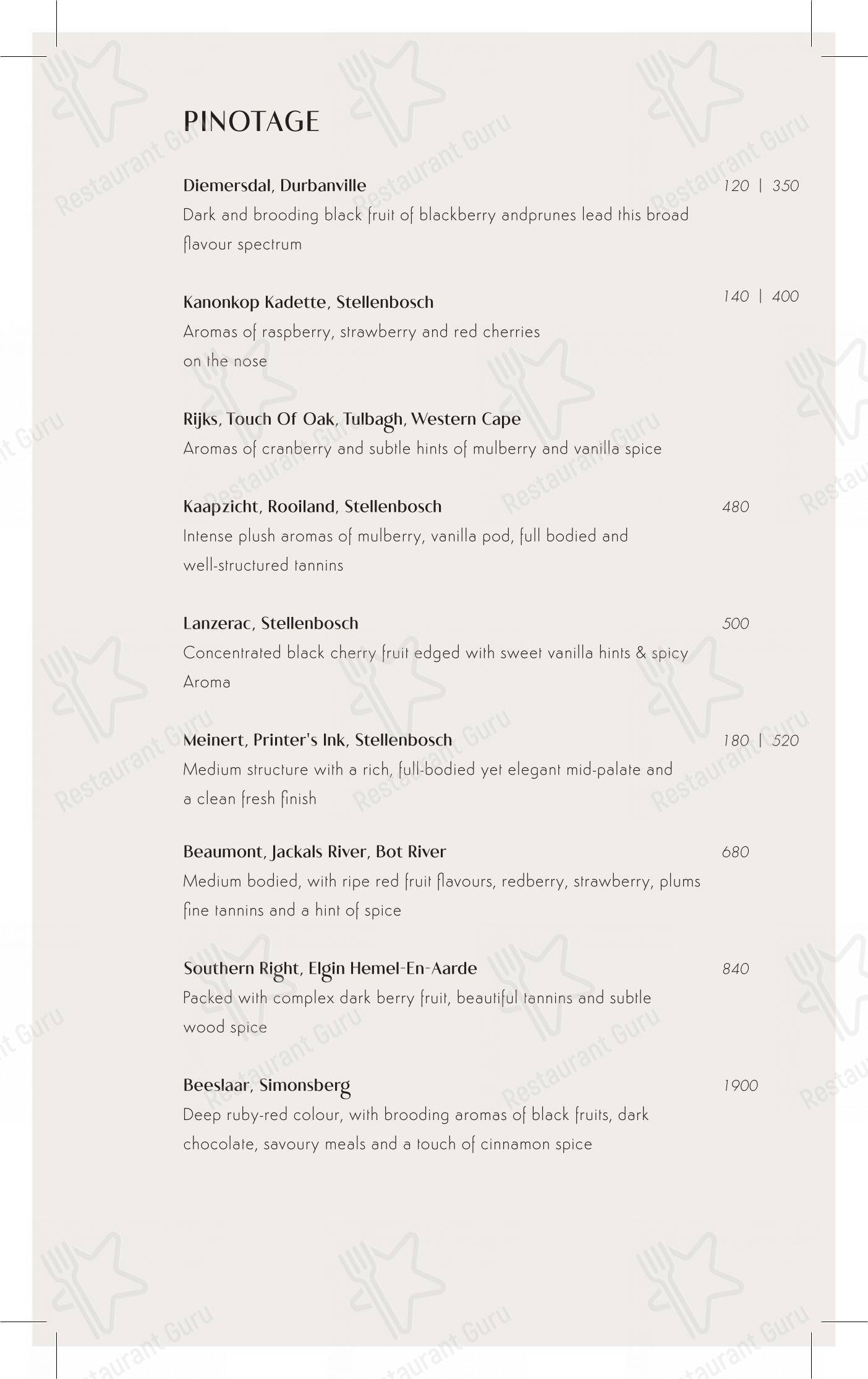 Menu at Mabu Restaurant, Midrand, Waterfall Wilds