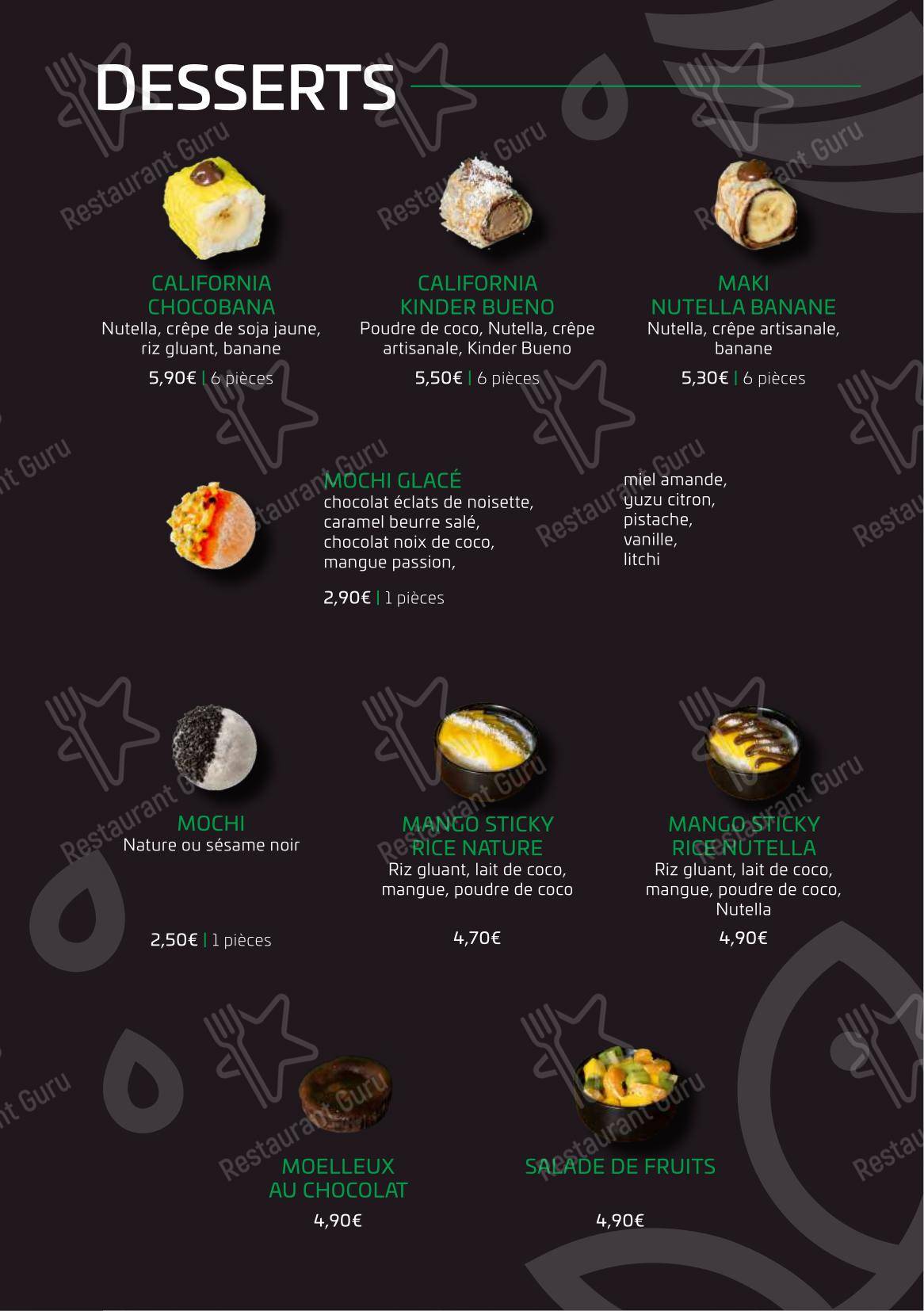Carta del restaurante Sushi Corner, Le Chesnay