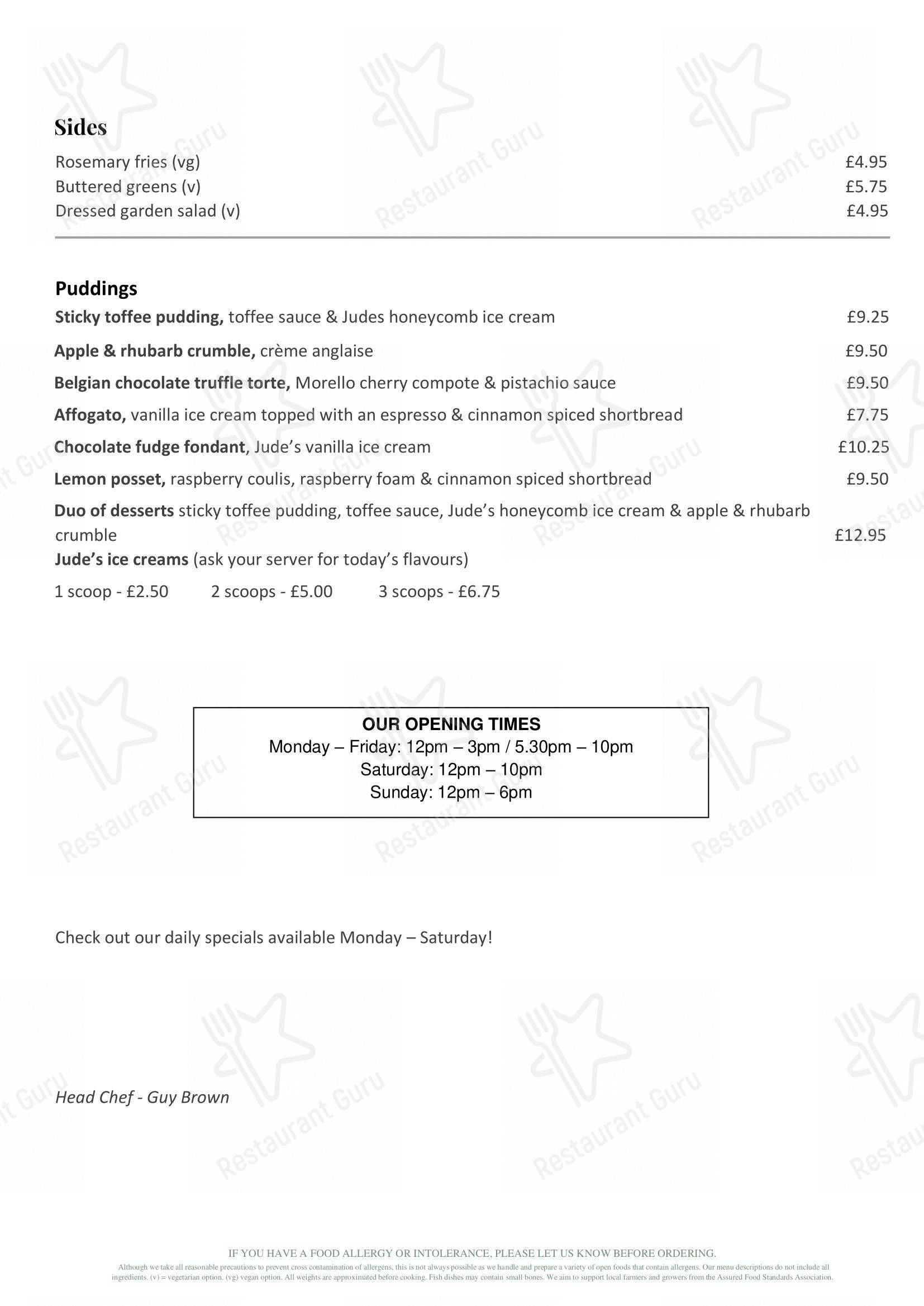 Menu at The Bush Inn pub & bar, New Alresford, Ovington
