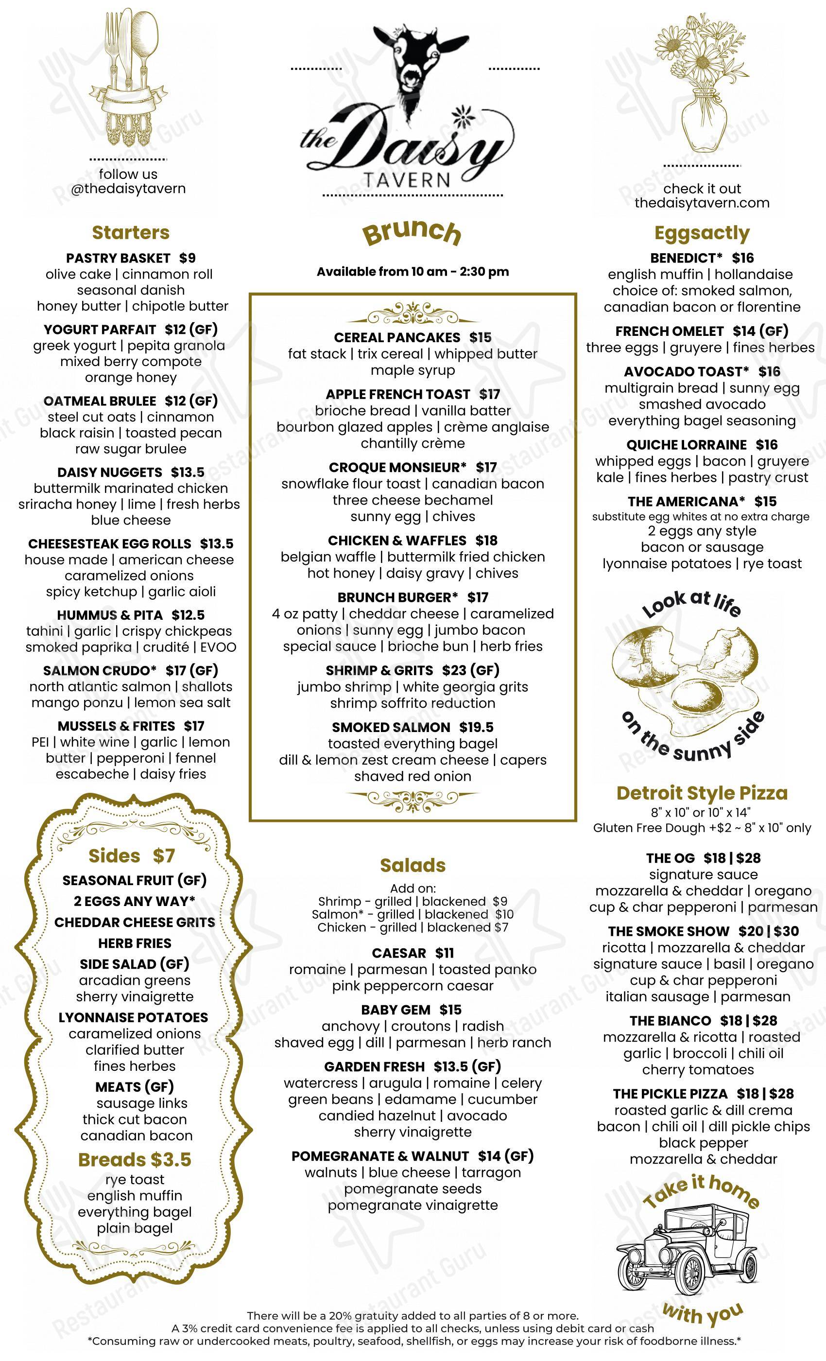 Menu at The Daisy Tavern pub & bar, Conshohocken
