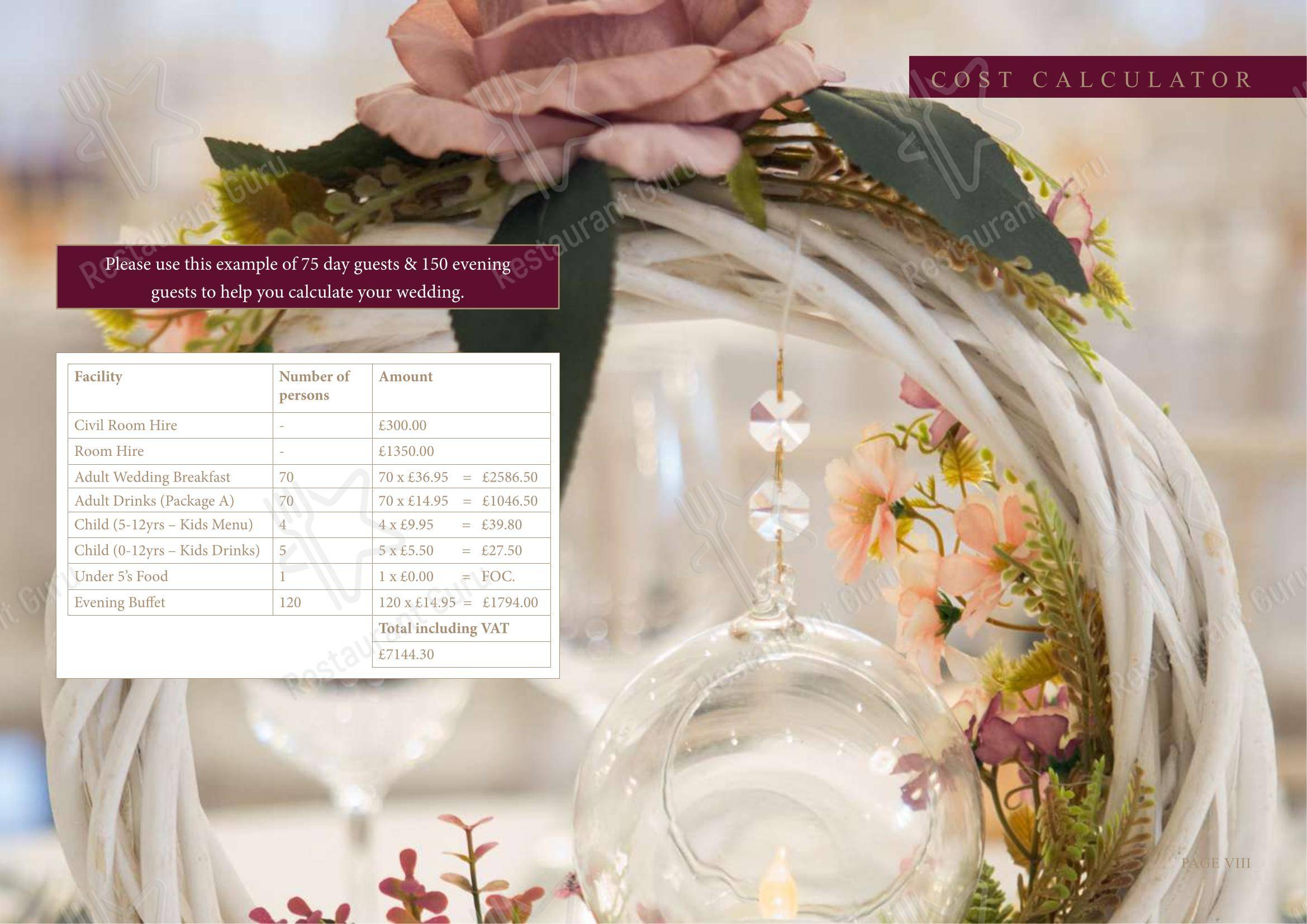 Menu at The Grange Restaurant, Wallington, Beddington Park