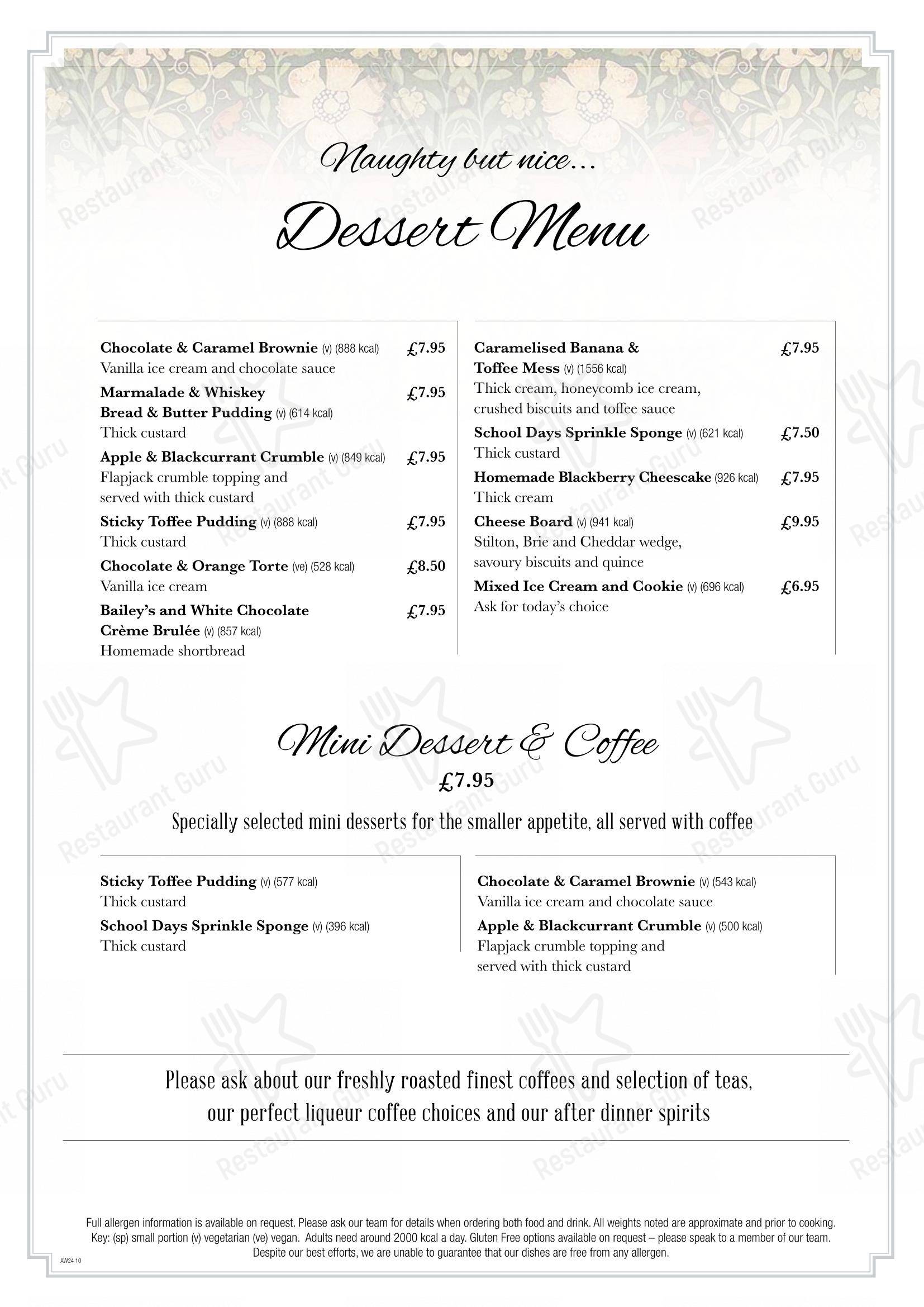 Menu at The John Millington pub & bar, Cheadle