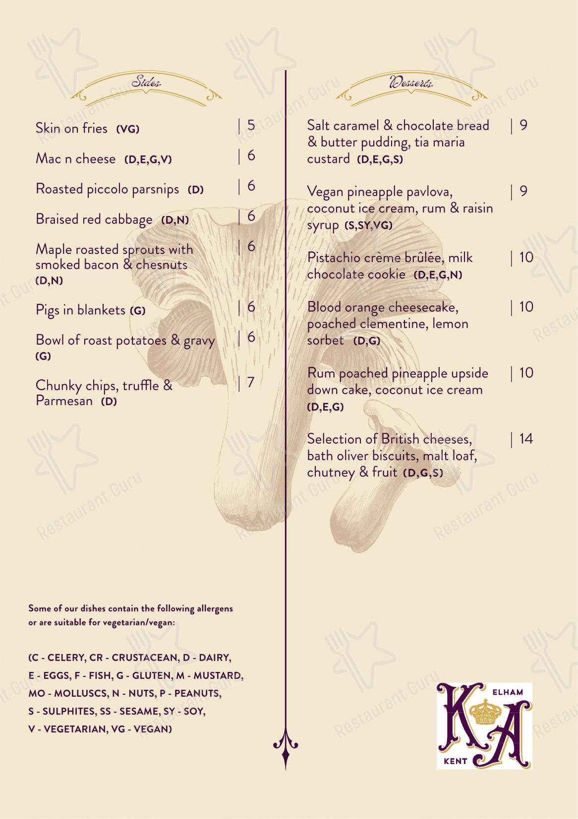 Menu at The Kings Arms pub & bar, Elham