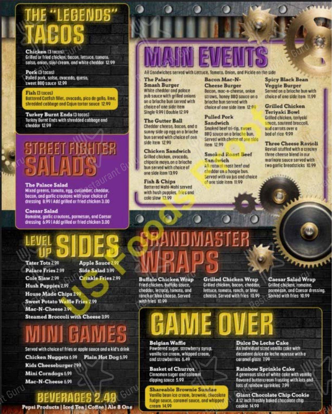 Menu at The Palace Family Entertainment Center, London
