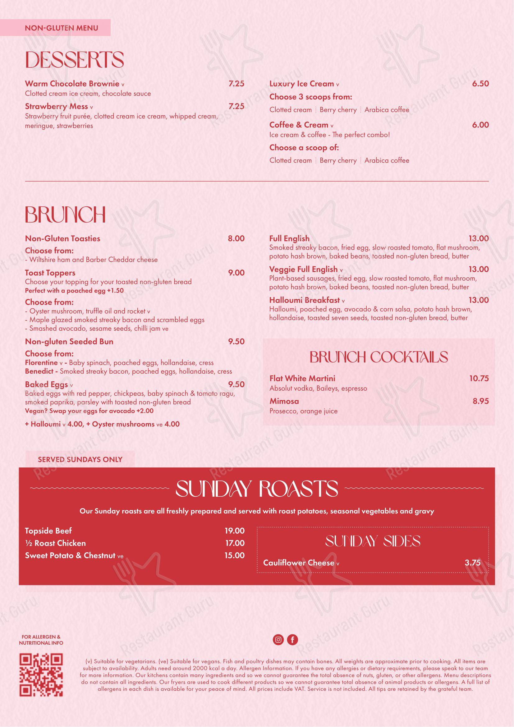 Menu at Saint & Sinner pub & bar, St Albans