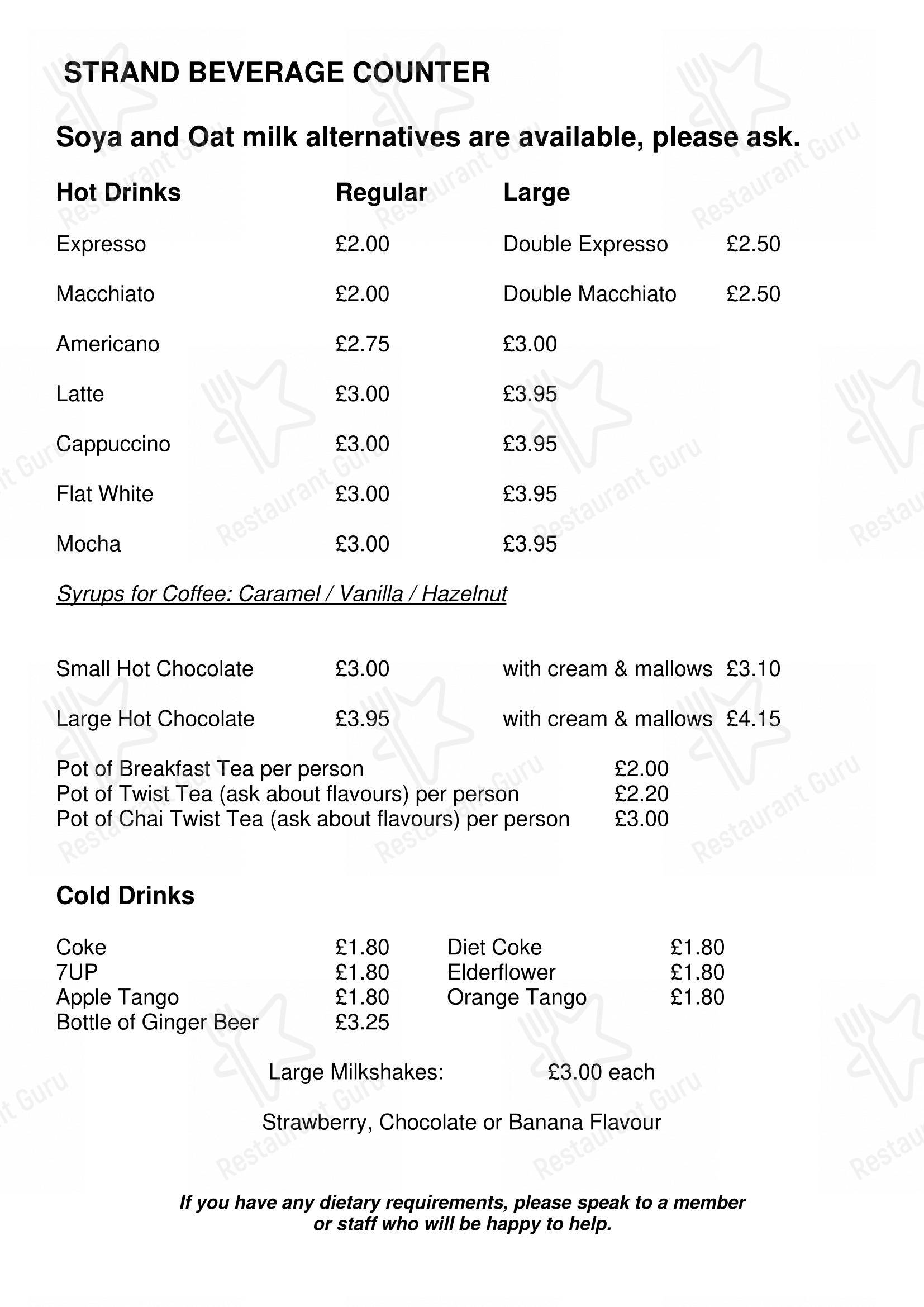 Menu at The Strand Bookshop and Café cafe, Talgarth
