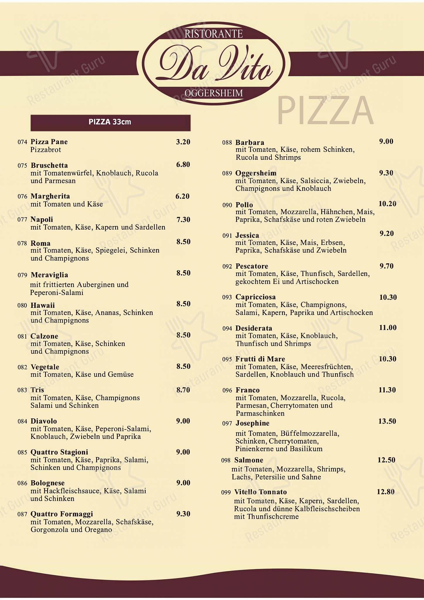 Speisekarte von Ristorante Pizzeria Da Vito, Ludwigshafen am Rhein ...
