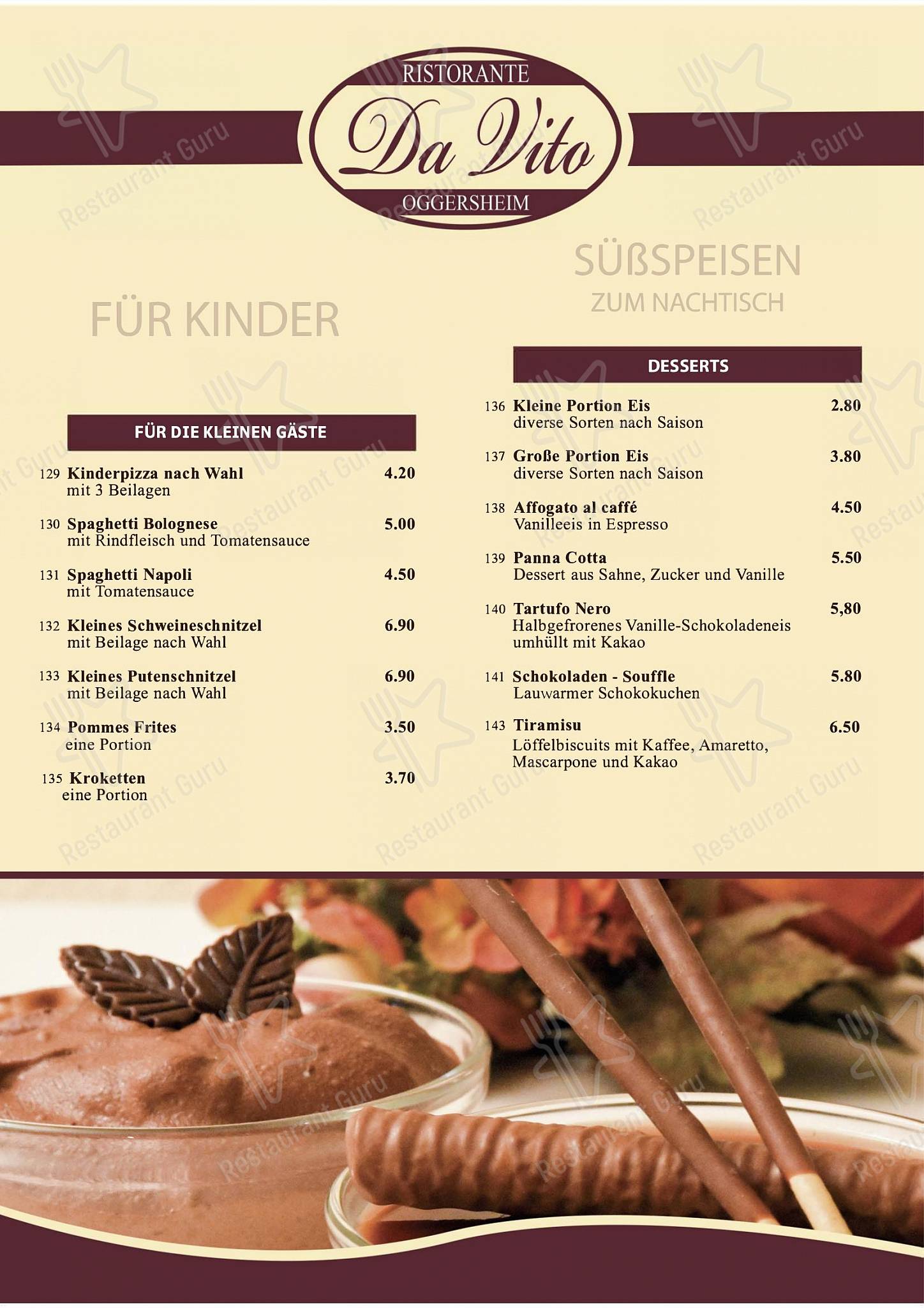 Speisekarte von Ristorante Pizzeria Da Vito, Ludwigshafen am Rhein ...