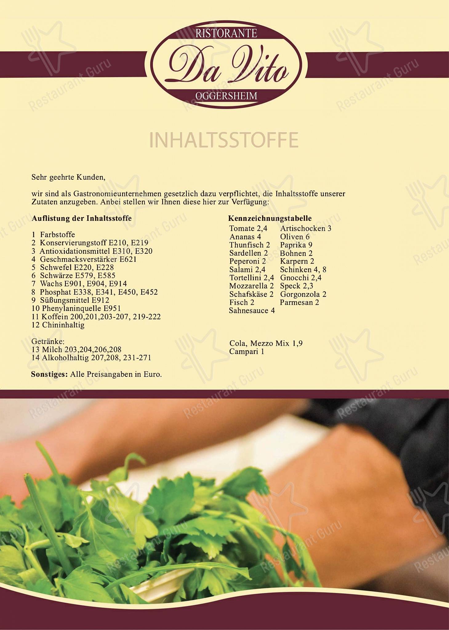 Speisekarte von Ristorante Pizzeria Da Vito, Ludwigshafen am Rhein ...